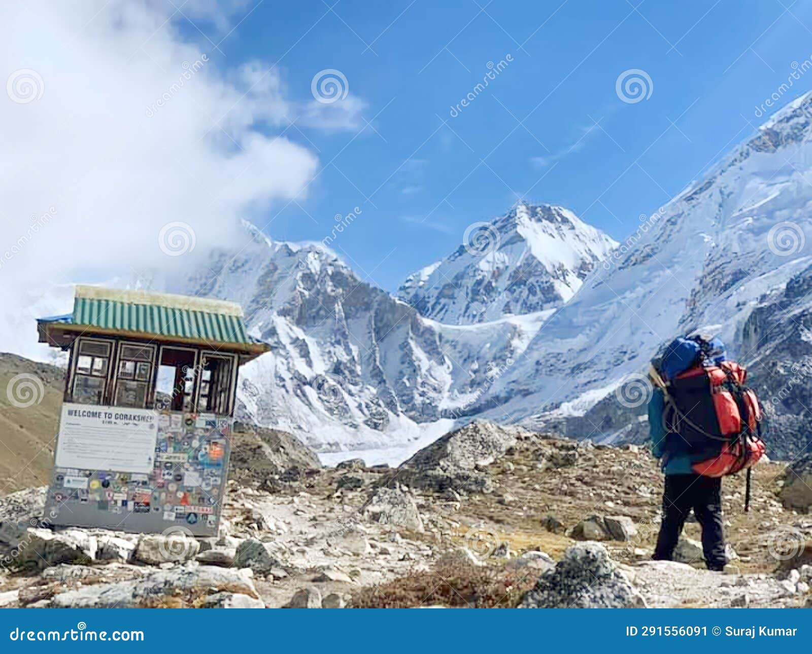 Group of Climbers Reaching the Everest Summit in Nepal. Stock Image ...