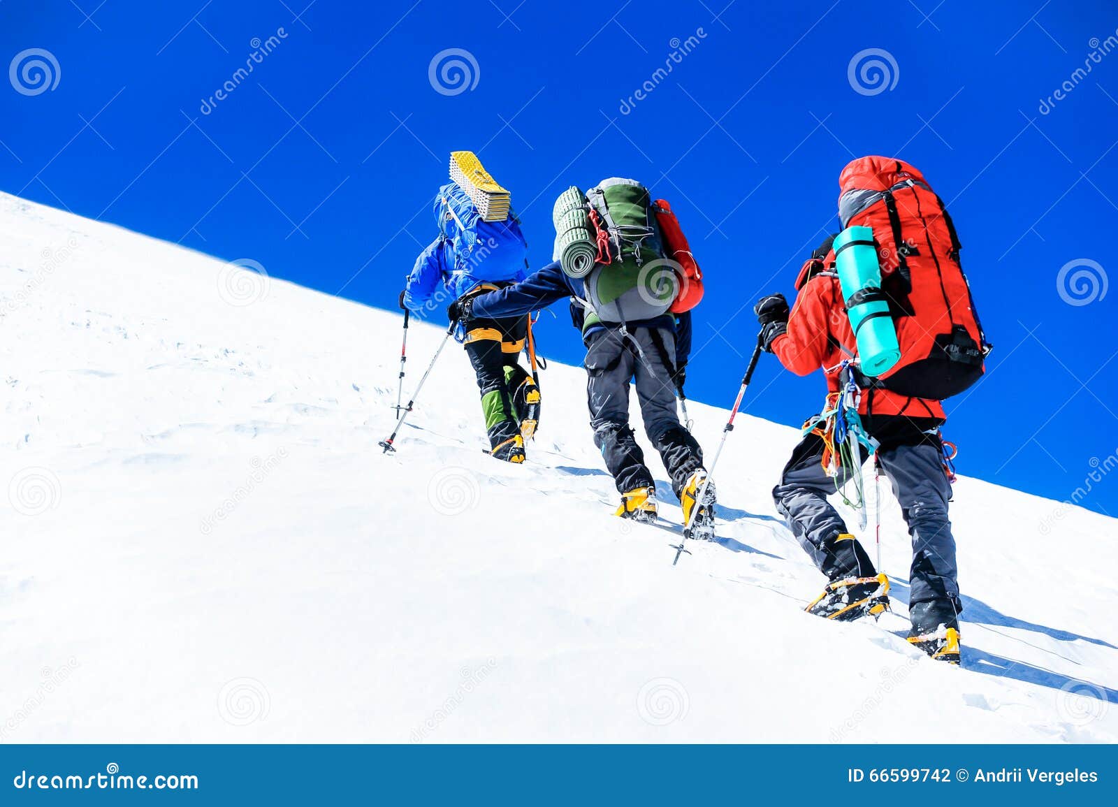 Group of Climbers Reaching the Summit. Stock Photo - Image of freeze ...
