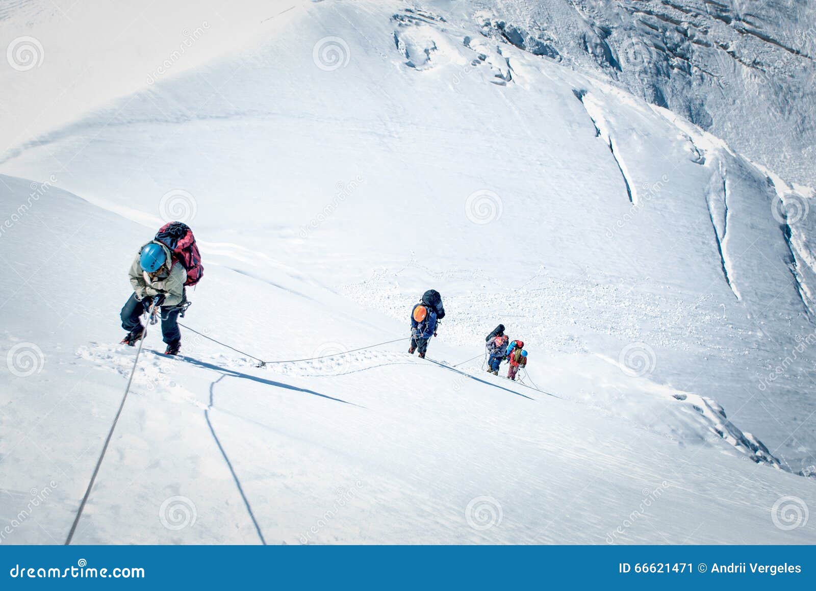 A Group of Climbers Reaching the Summit Stock Image - Image of ...