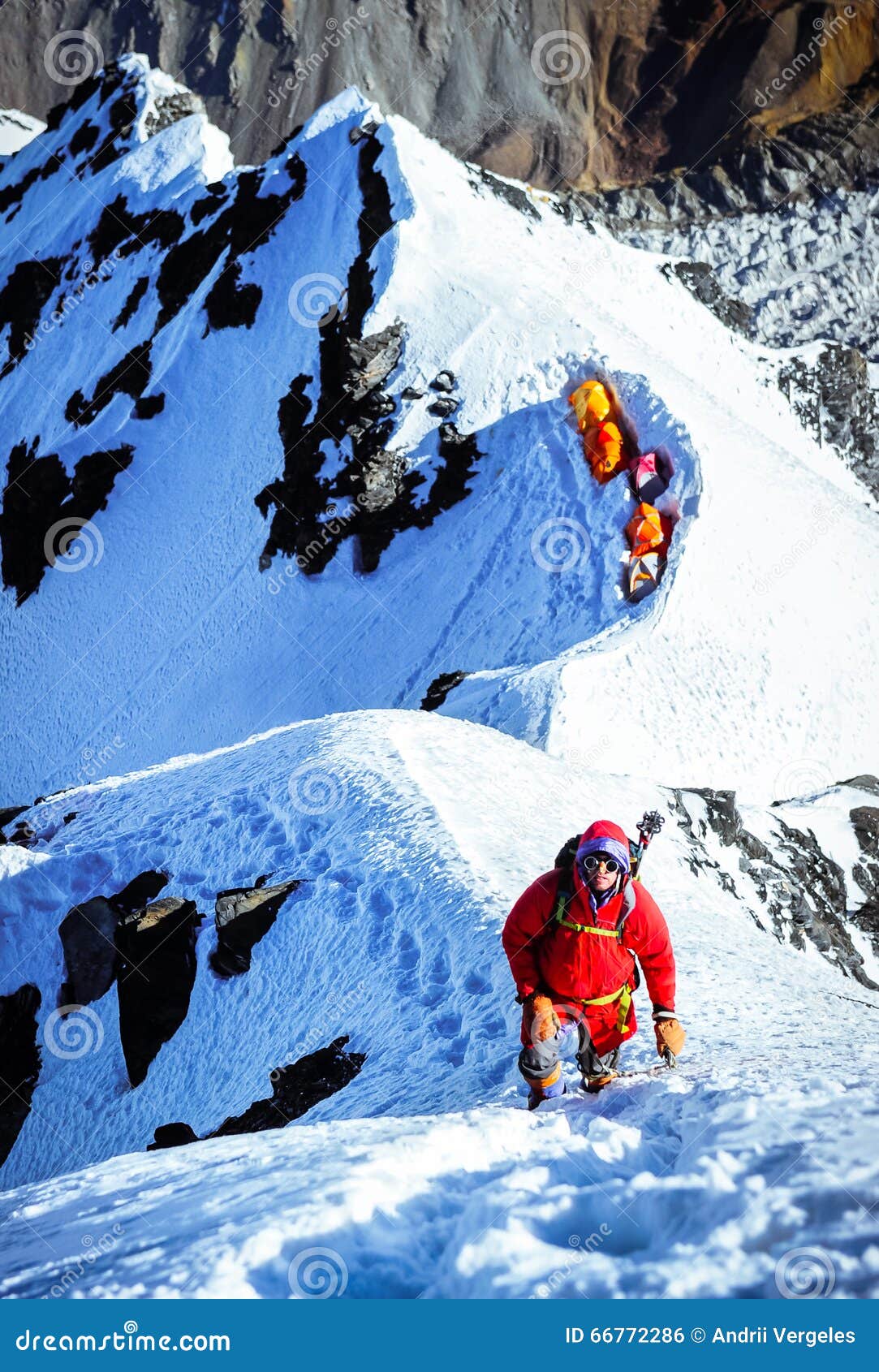 Group of Climbers Reaching the Summit Stock Photo - Image of male ...