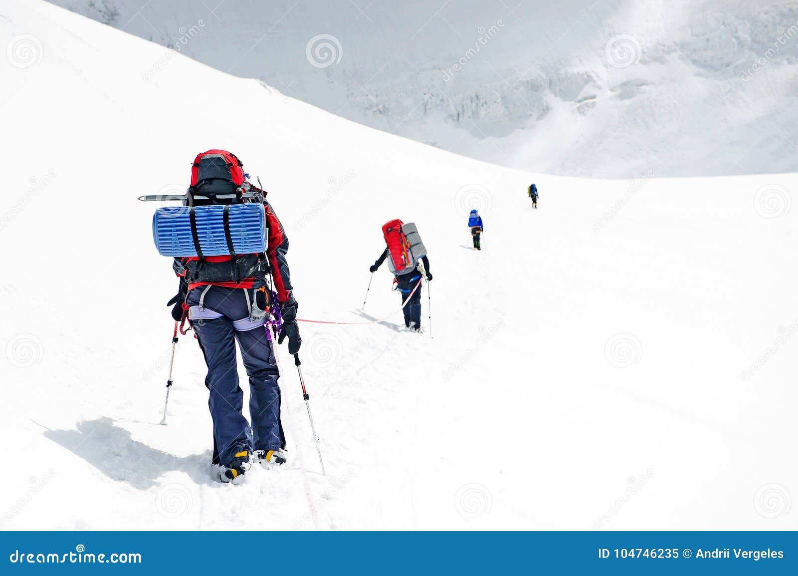Group of Climbers Reaching the Summit Stock Image - Image of mountain ...