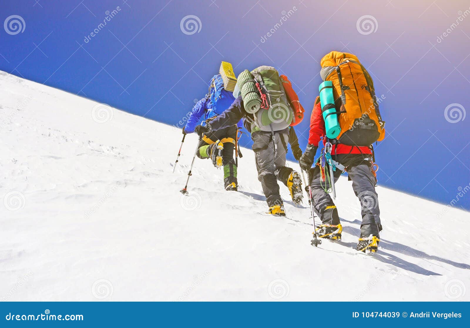 Group of Climbers Reaching the Summit Stock Image - Image of climb ...