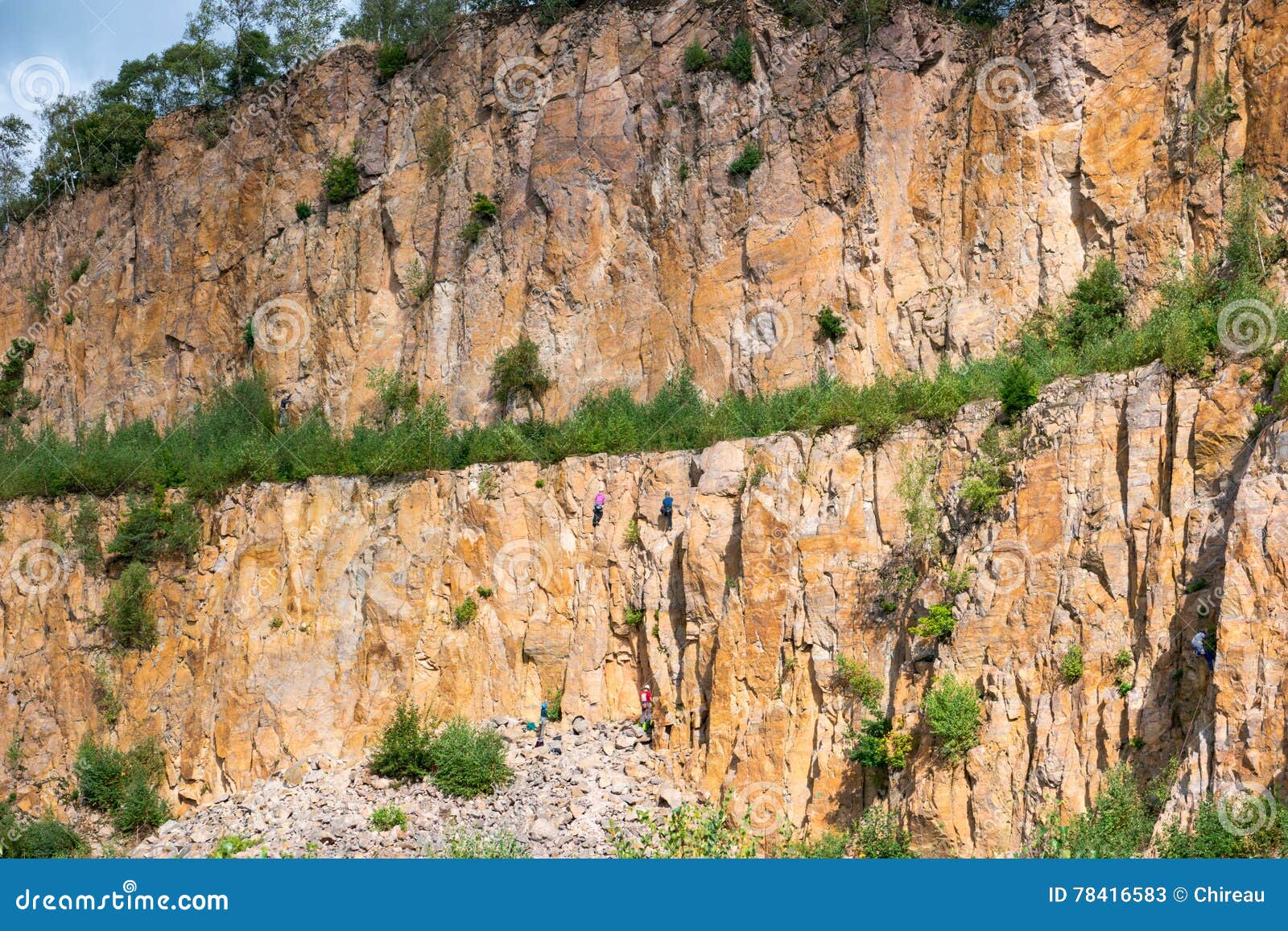 Group of Climbers by Top Rope Climbing Stock Image - Image of climbing ...
