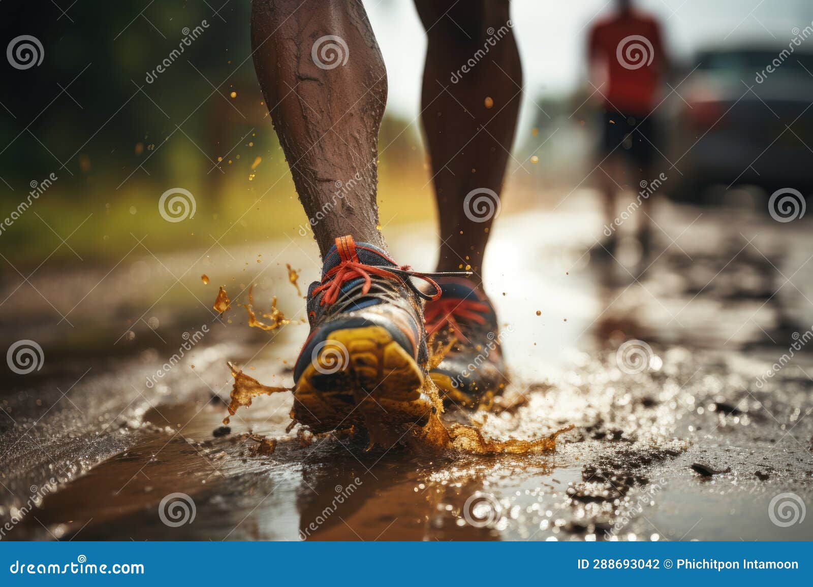 Group of Close Legged Runners Running on Land . Athletics in the Mud ...