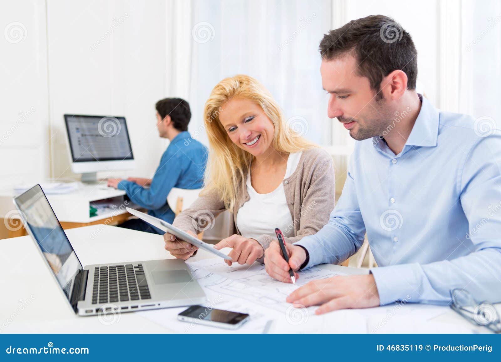 Group of Co Workers at the Office Stock Image - Image of team, tablet ...