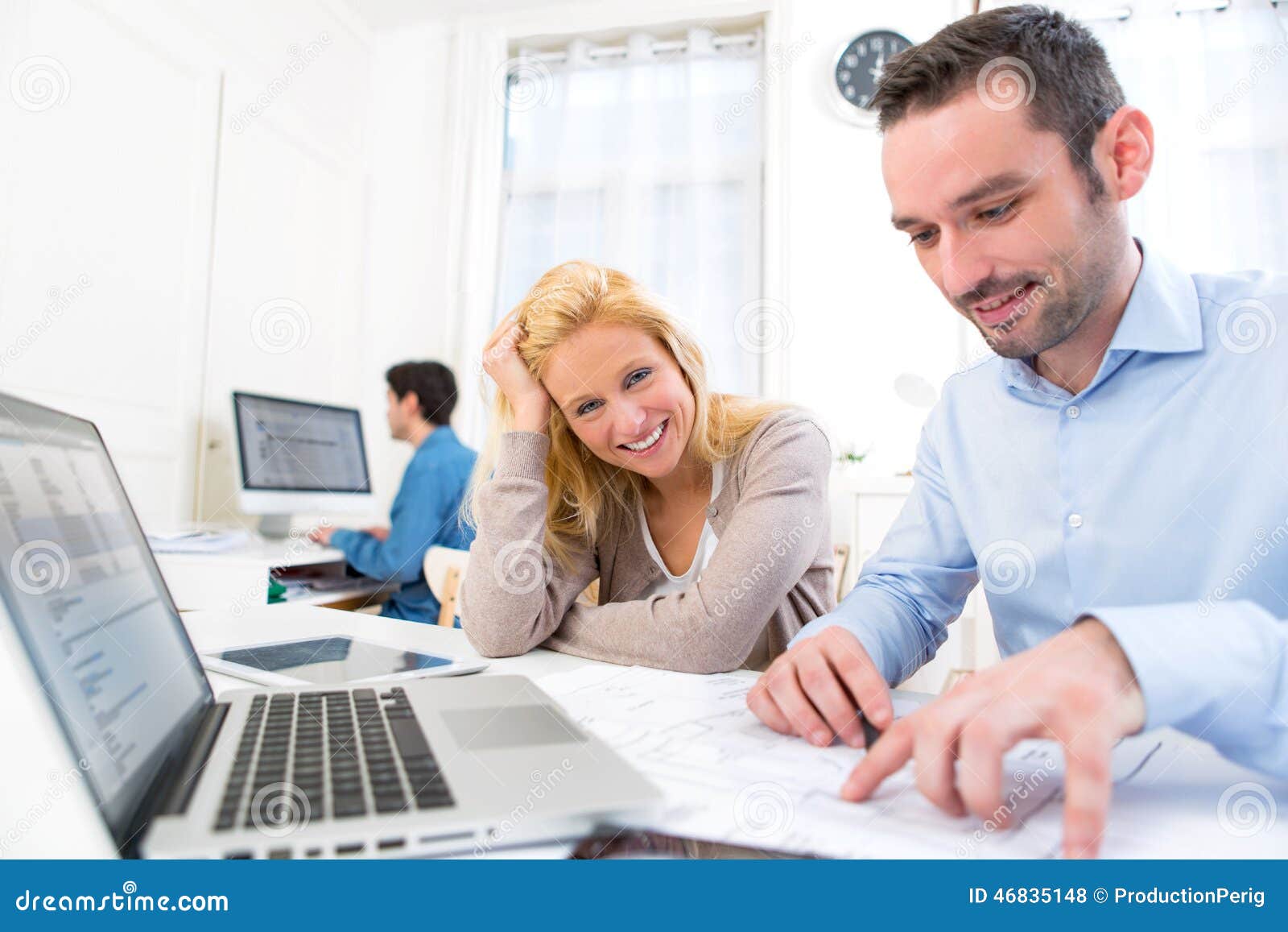 Group of Co Workers at the Office Stock Photo - Image of laptop, blond ...