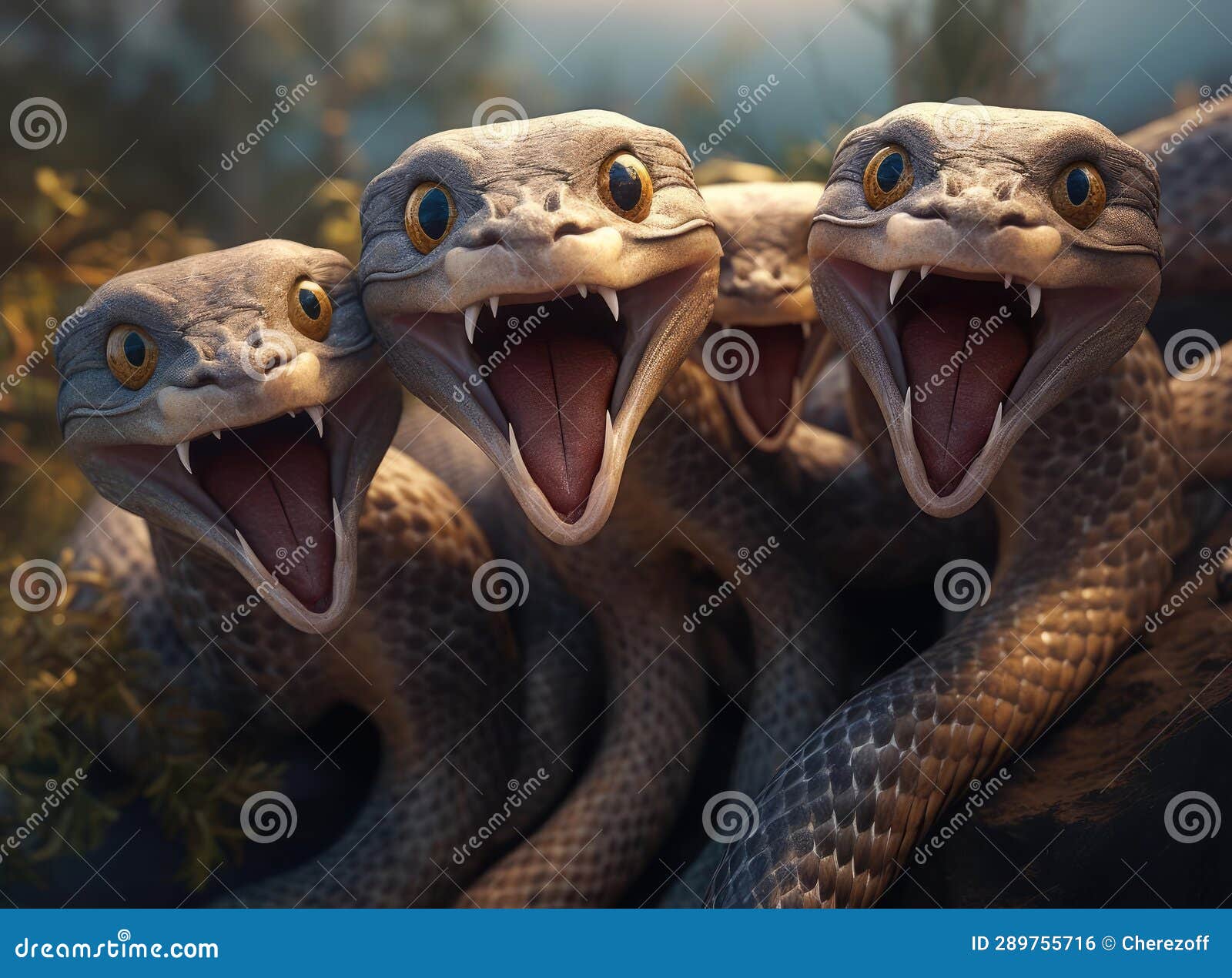 A Group of Snakes Looking at the Camera Stock Illustration ...
