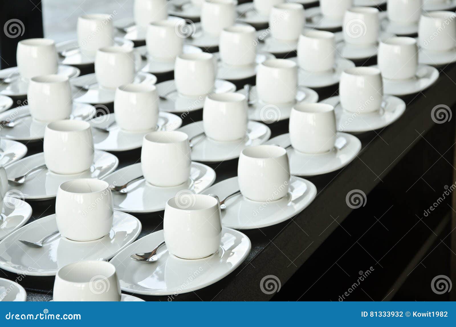 Group of Coffee Cups.empty Cups for Coffee.Many Rows of White Cup for ...