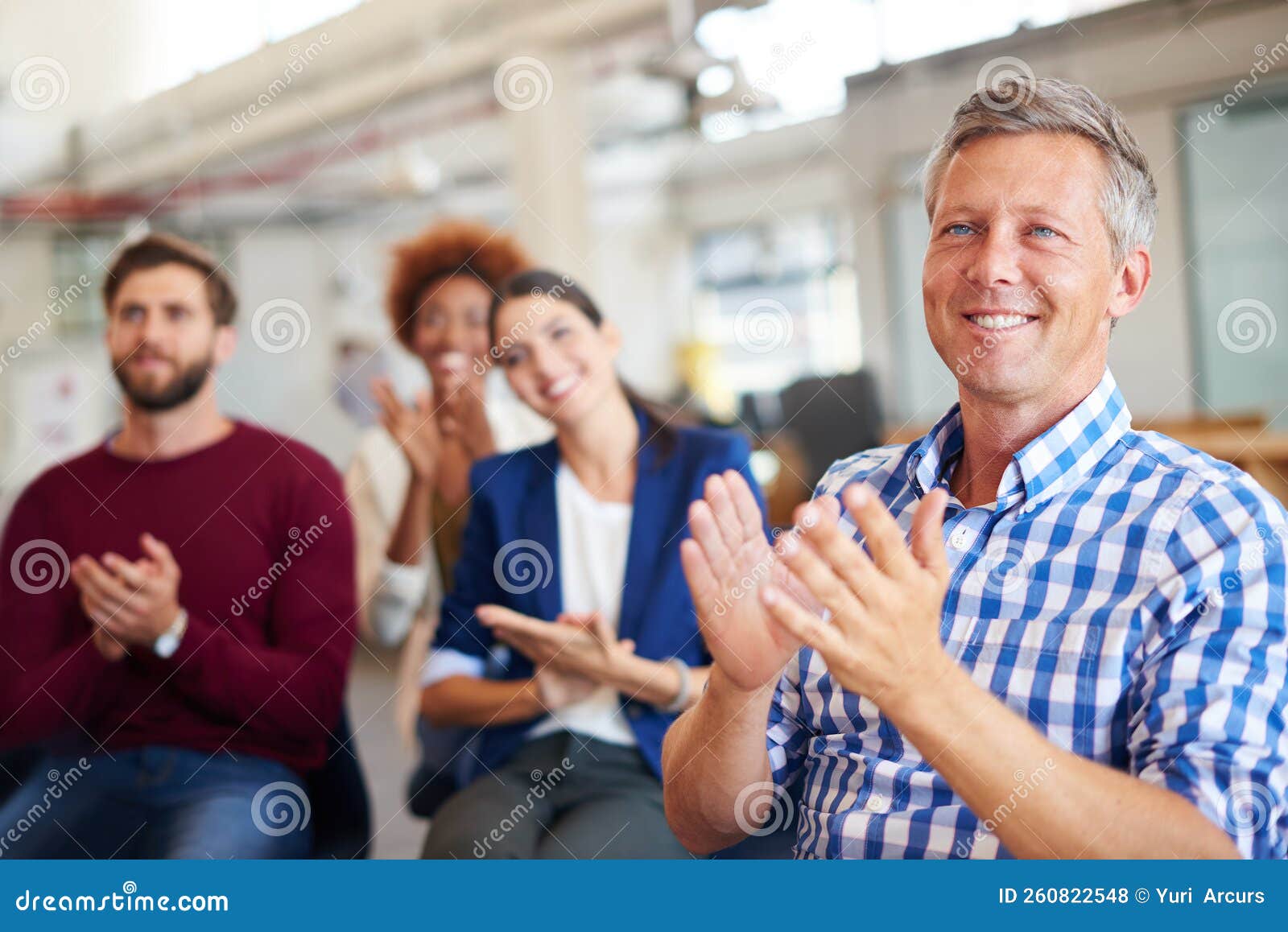 Be Eager To Know. a Group of Colleagues Applauding a Work Presentation ...