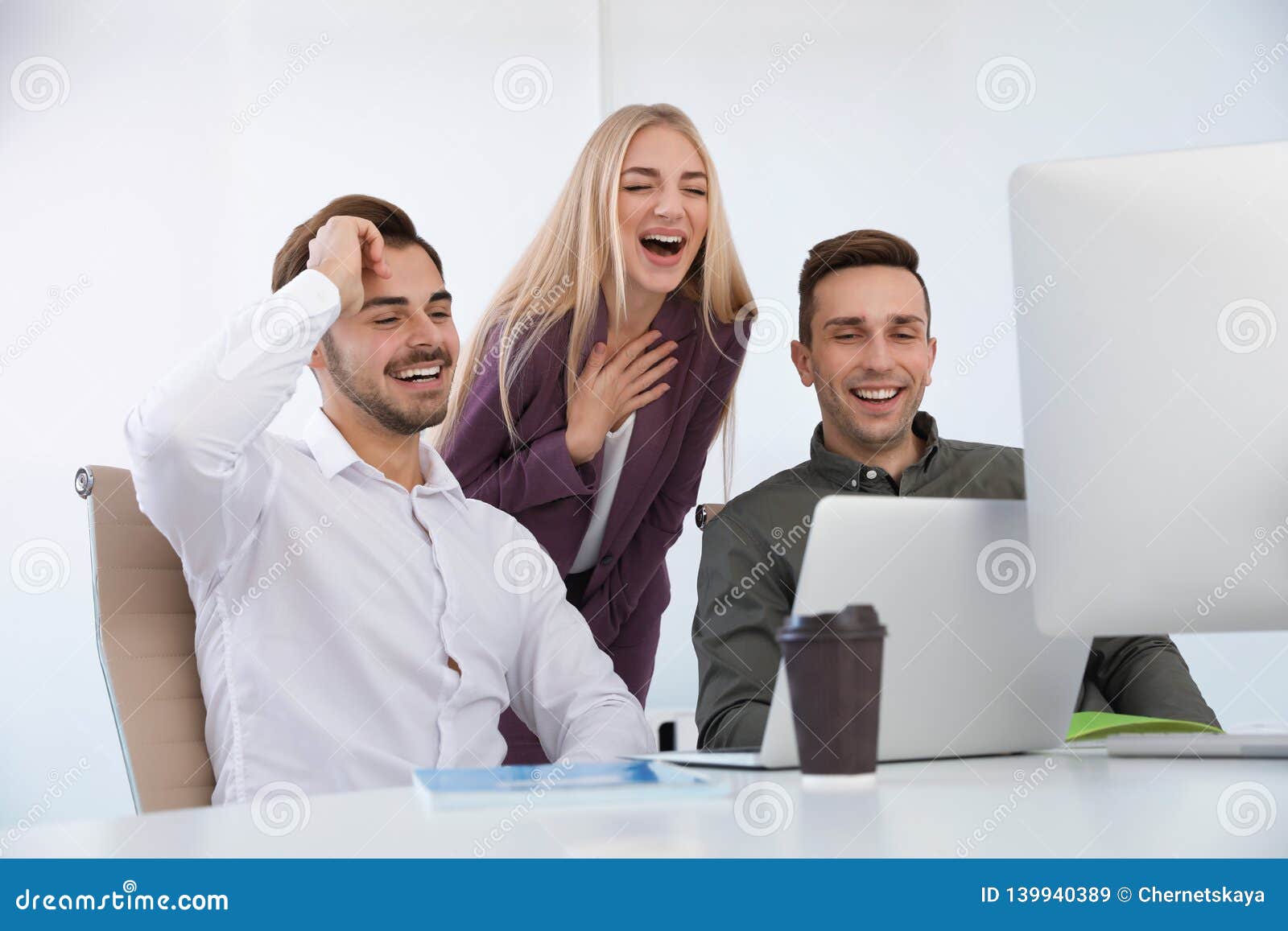 Group of Colleagues Laughing Together Stock Image - Image of humor ...