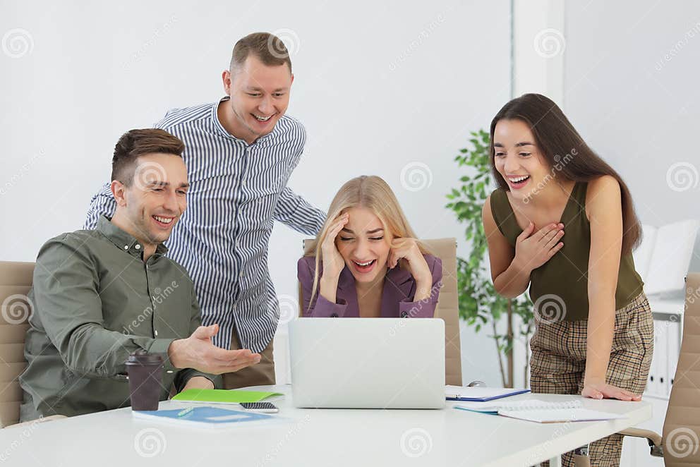 Group of Colleagues Laughing Together Stock Image - Image of friends ...
