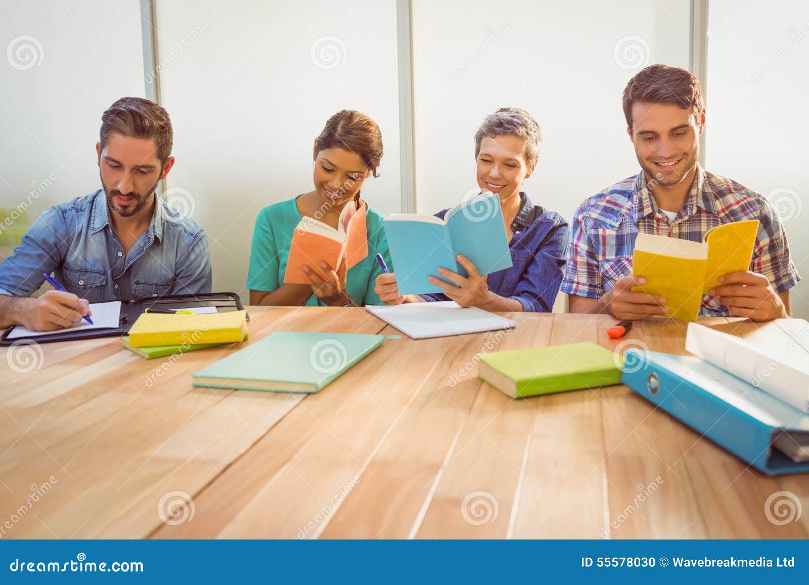 Group of Colleagues Reading Books Stock Photo - Image of businessmen ...