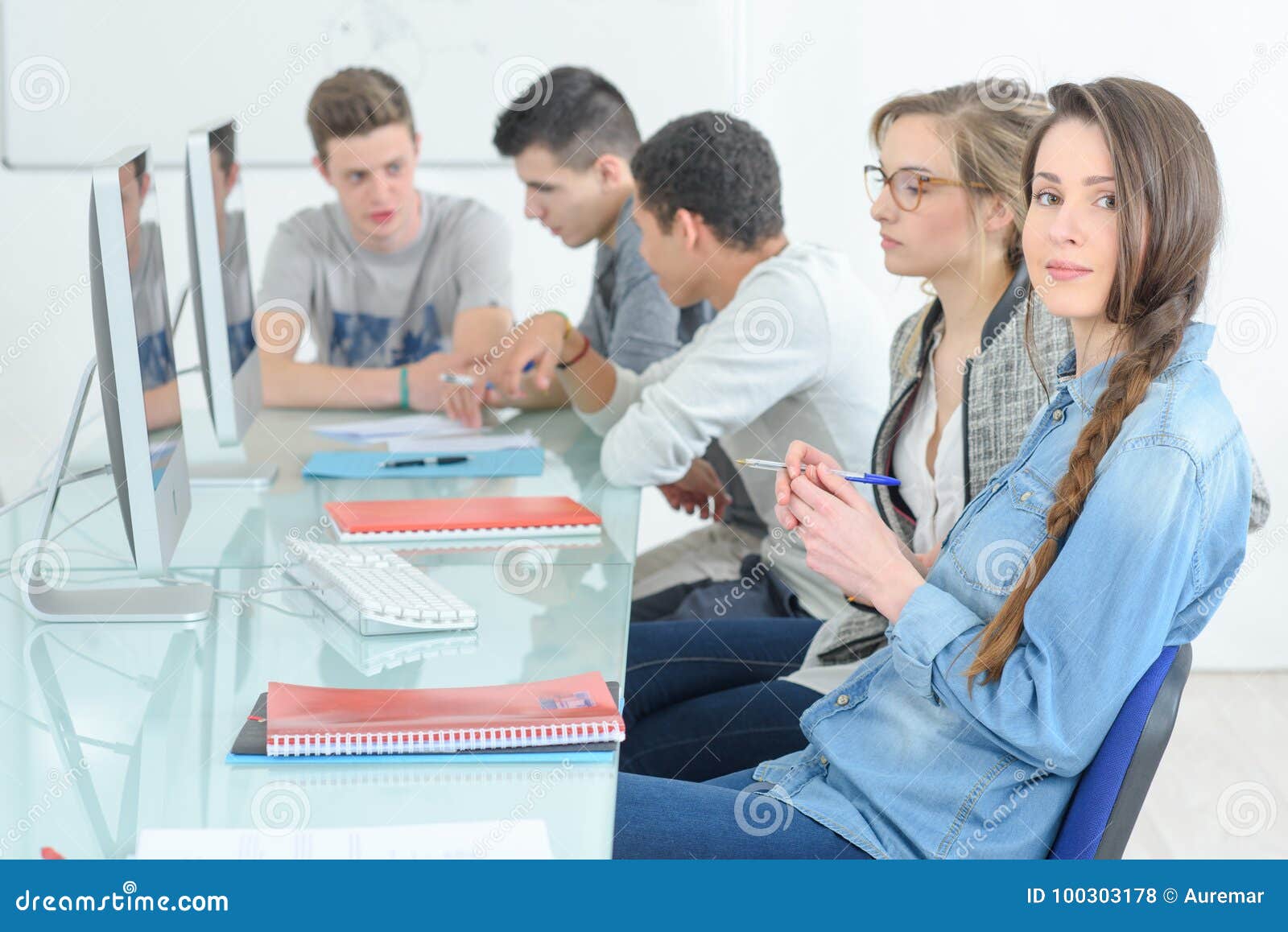 Group College Students Attending Computer Class Stock Photo - Image of ...