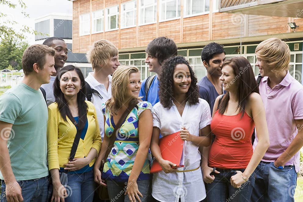 Group of College Students on Campus Stock Image - Image of higher ...