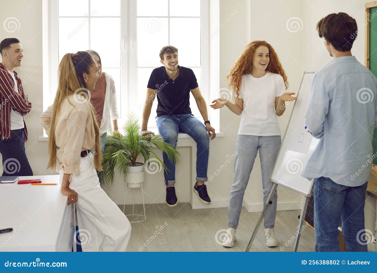 Group of College Students are Having Fun and Casual Conversation ...