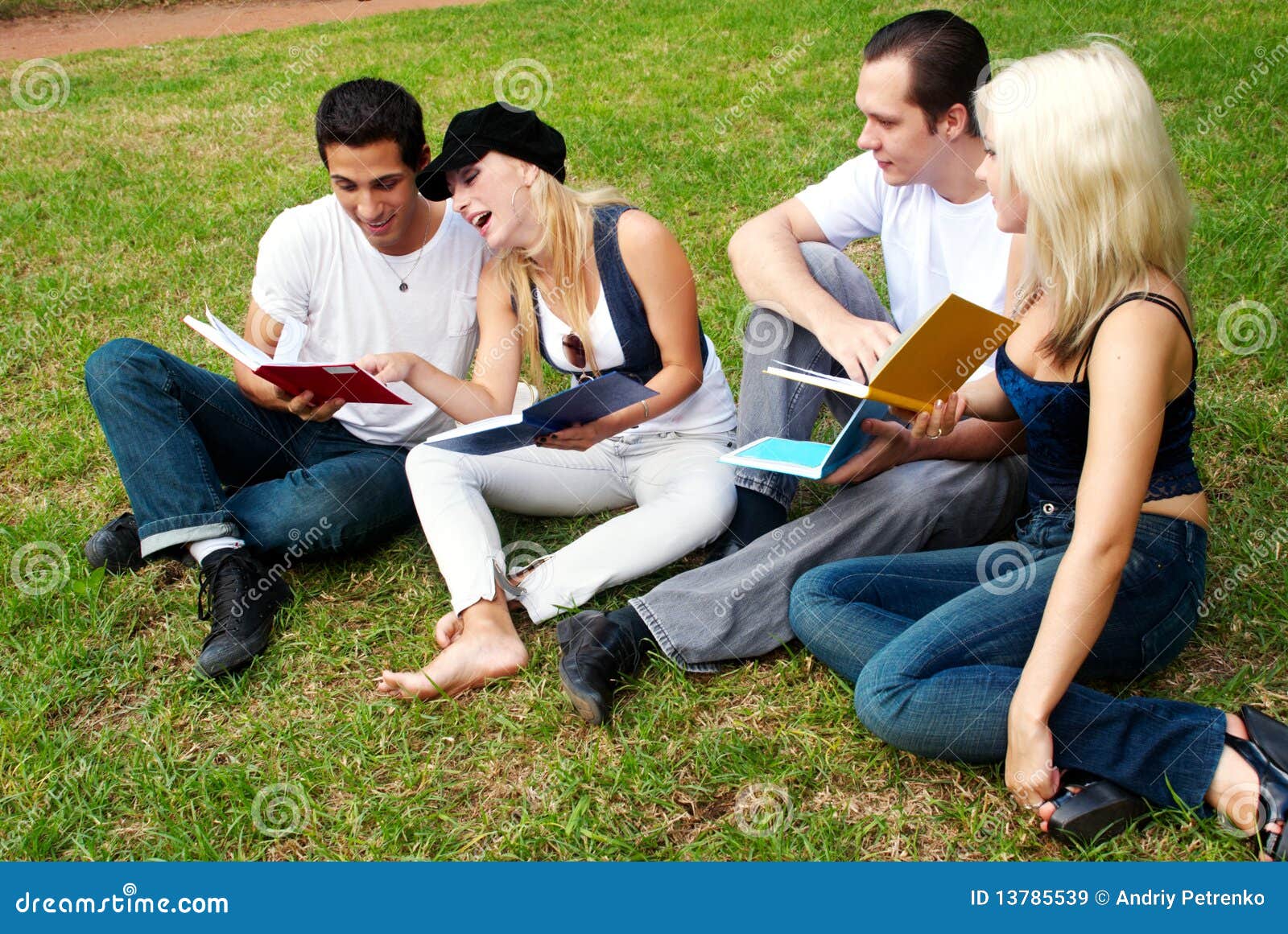 Group of College Students Outdoors Stock Image - Image of american ...