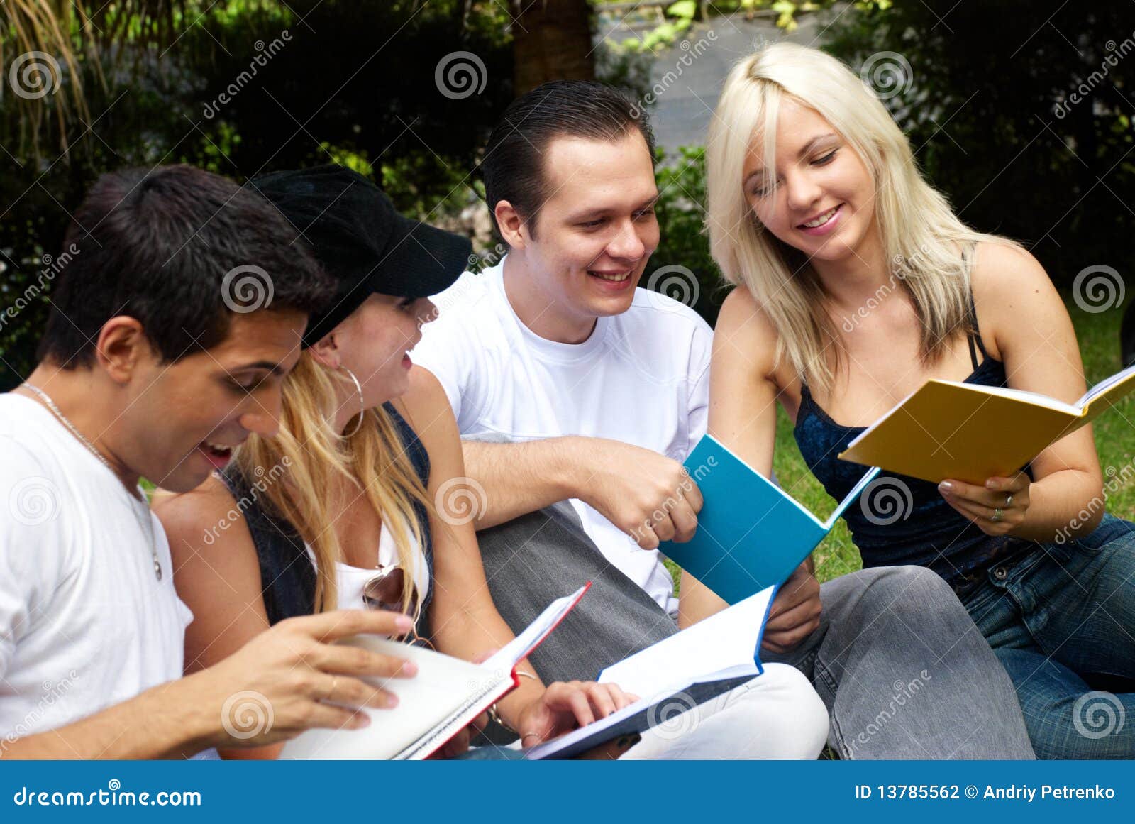 Group of College Students Outdoors Stock Photo - Image of american ...