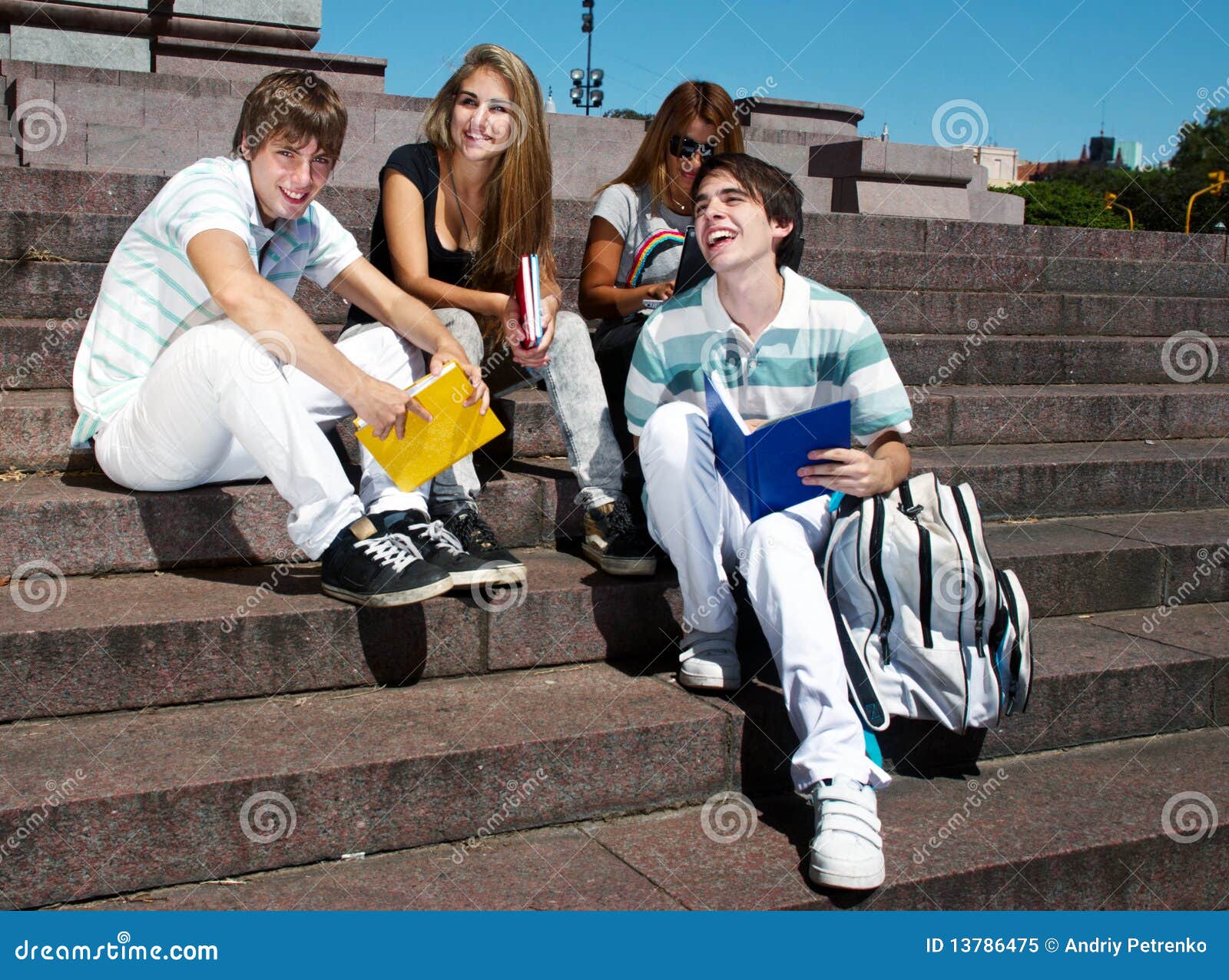 Group of College Students Outdoors Stock Image - Image of small ...