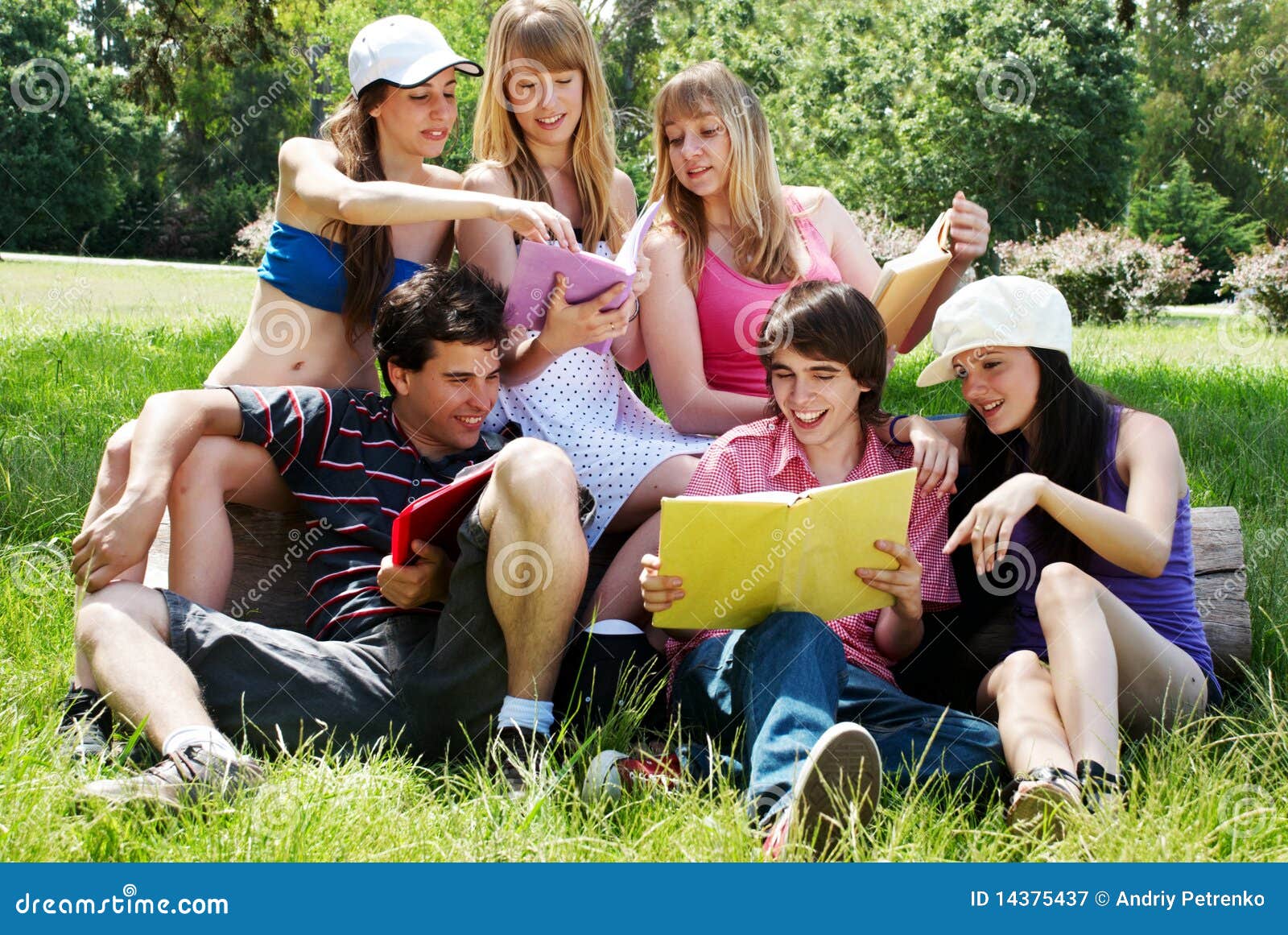 Group of College Students Outdoors Stock Image - Image of studying ...