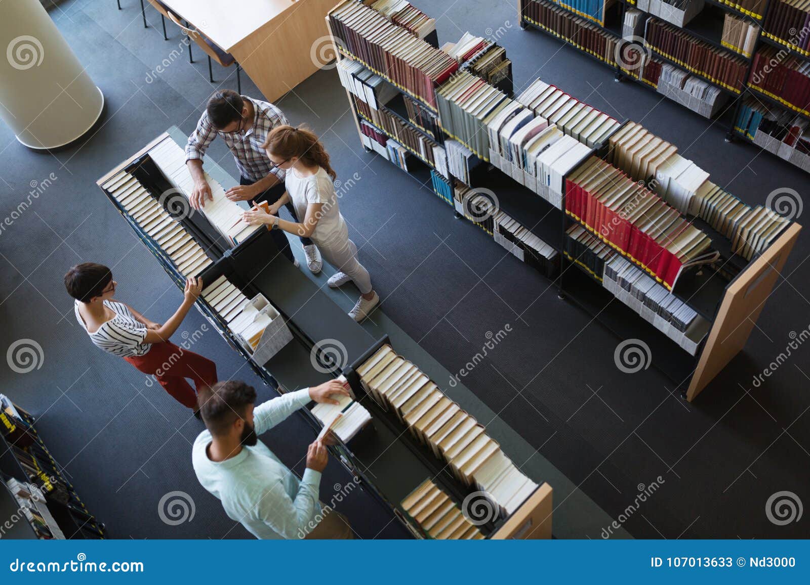 Group of College Students Studying at Library Stock Image - Image of ...