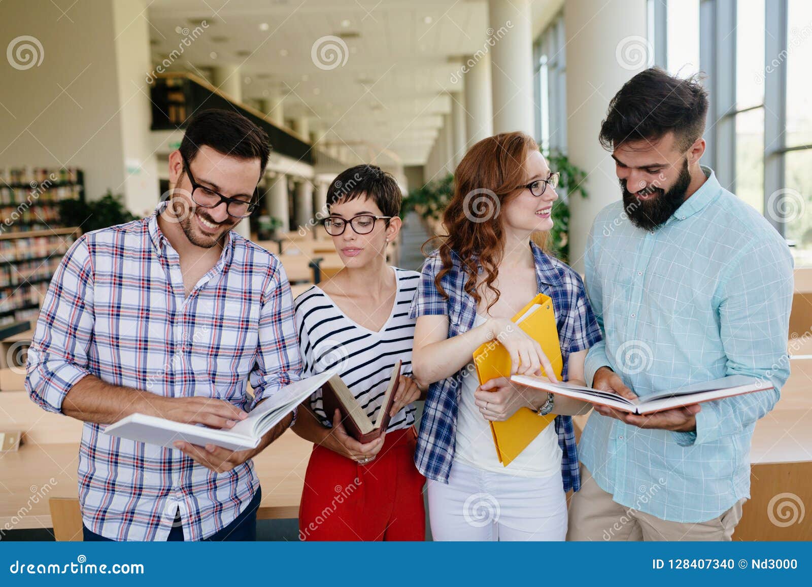 Group of College Students Studying Stock Photo - Image of caucasian ...