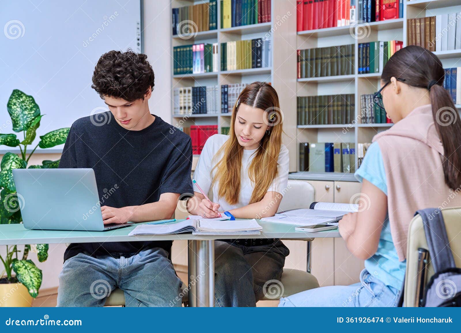 Group of College Students are Studying in Library Class Stock Photo ...