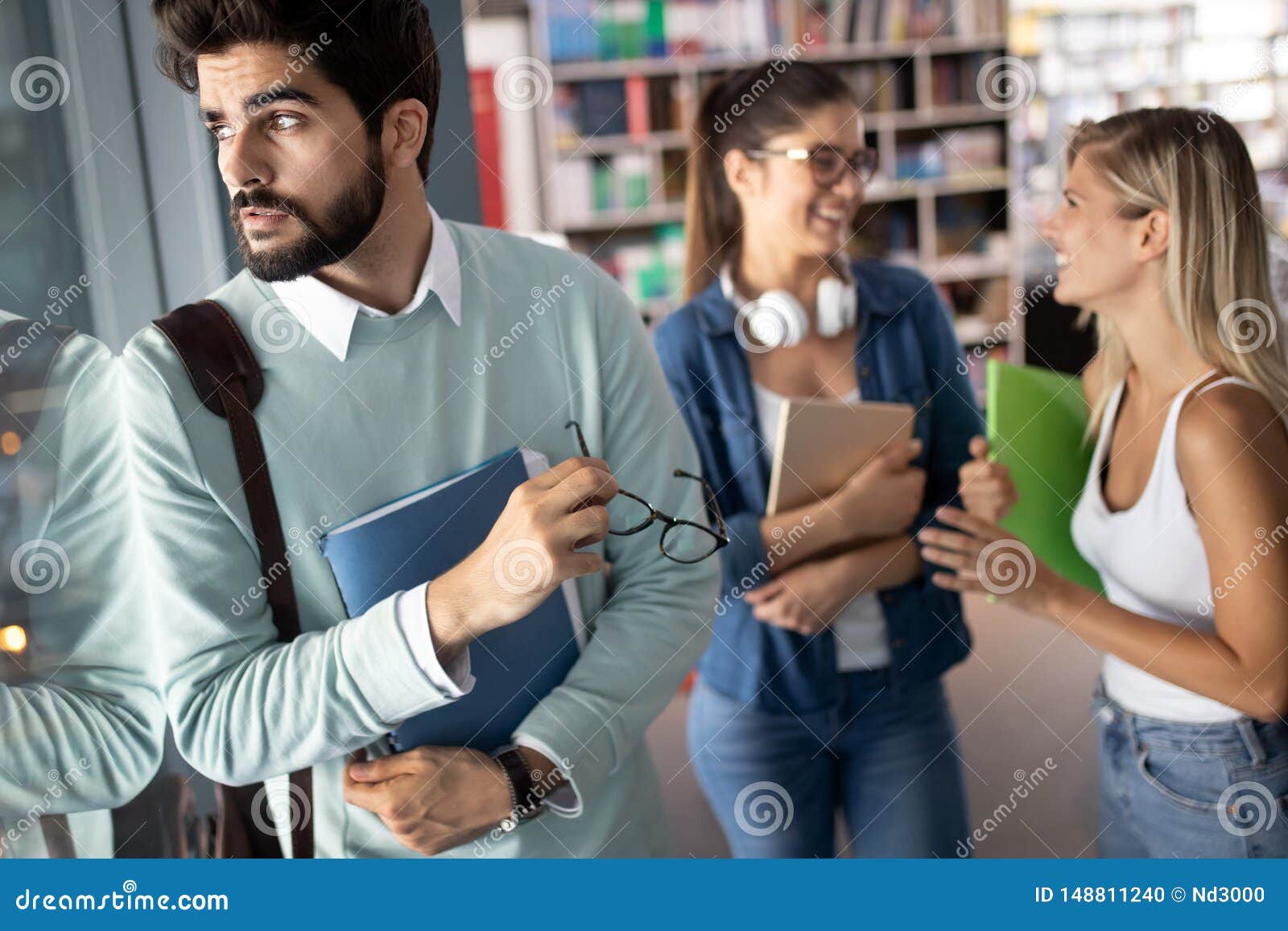 Group of College Students Studying and Reading Together. Education ...