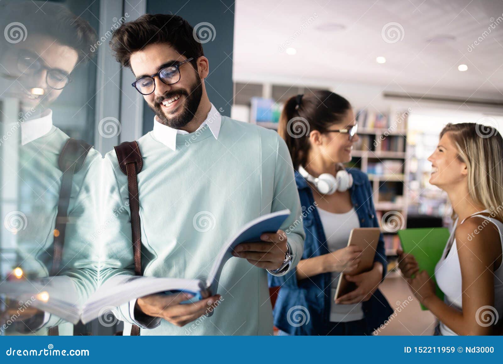 Group of College Students Studying and Reading Together. Education ...