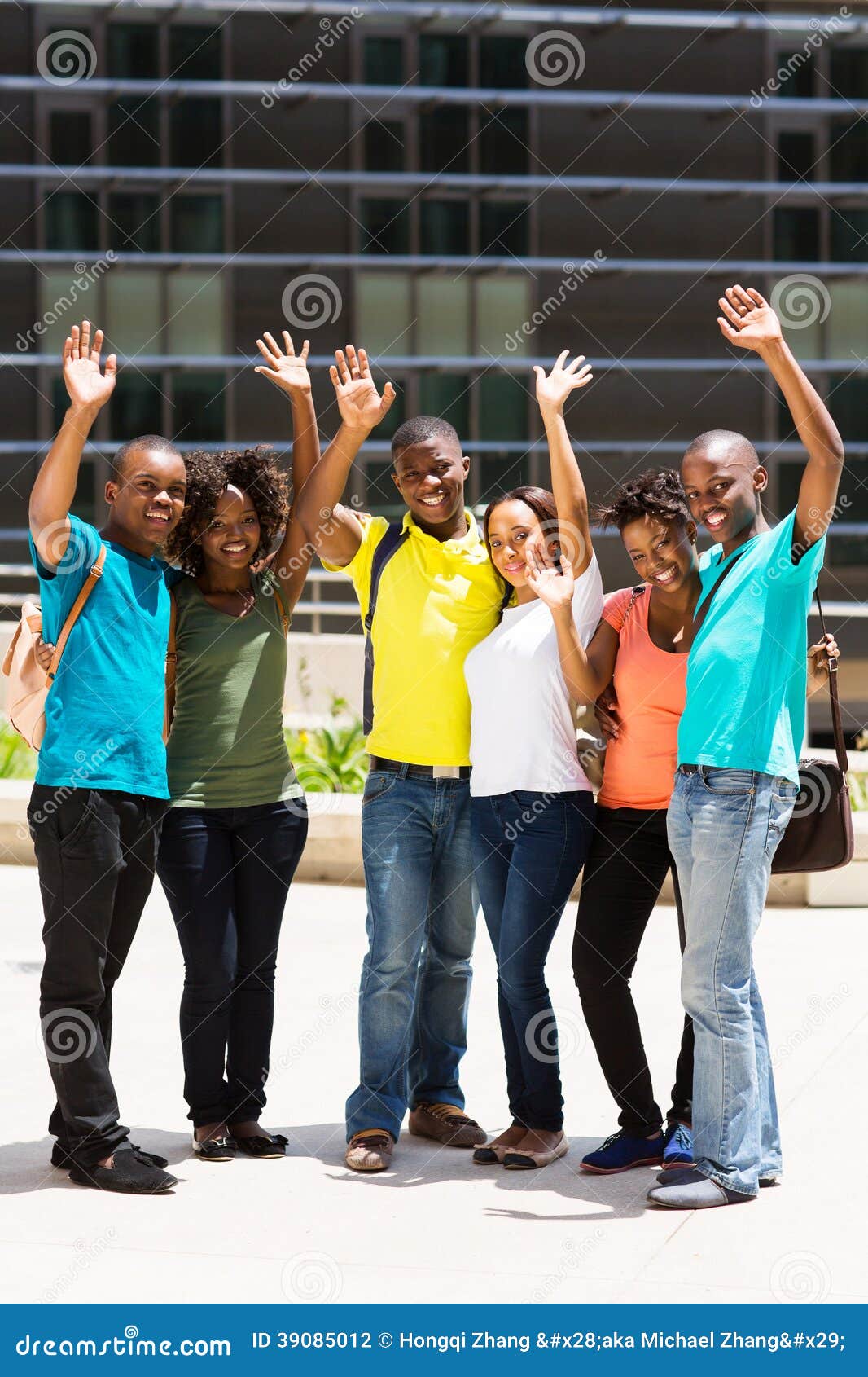 Group College Students Waving Stock Photo - Image of beauty, happy ...