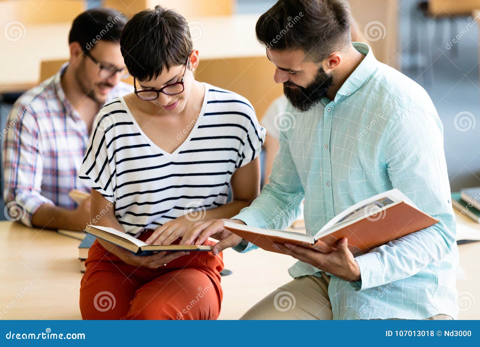 Group of College Students Working Together in the School Stock Photo ...