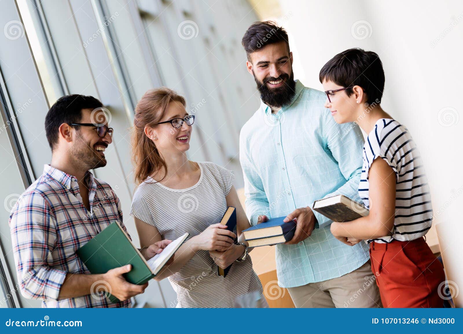 Group of College Students Working Together in the School Stock Photo ...