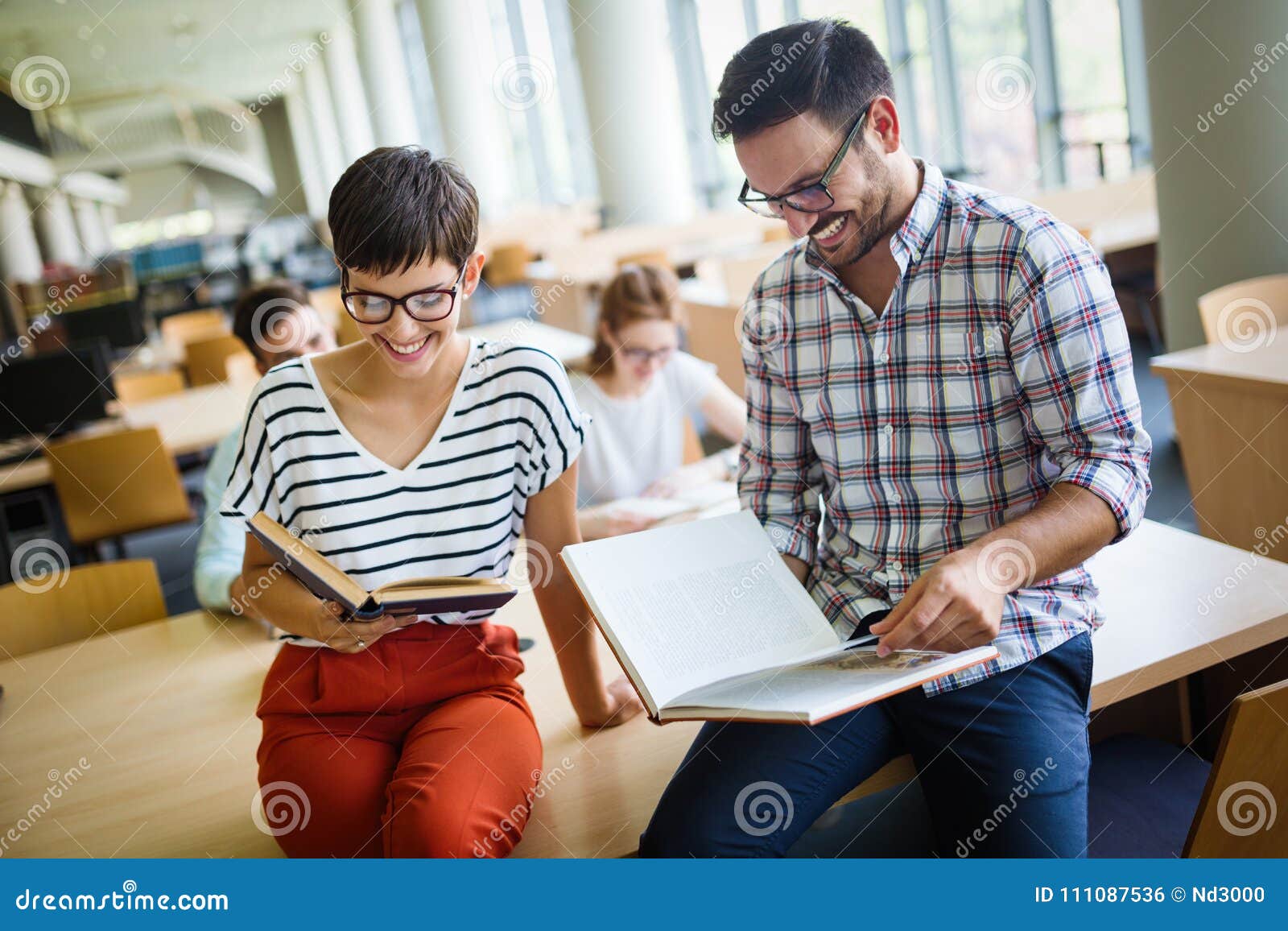Group of College Students Working Together in the School Stock Photo ...