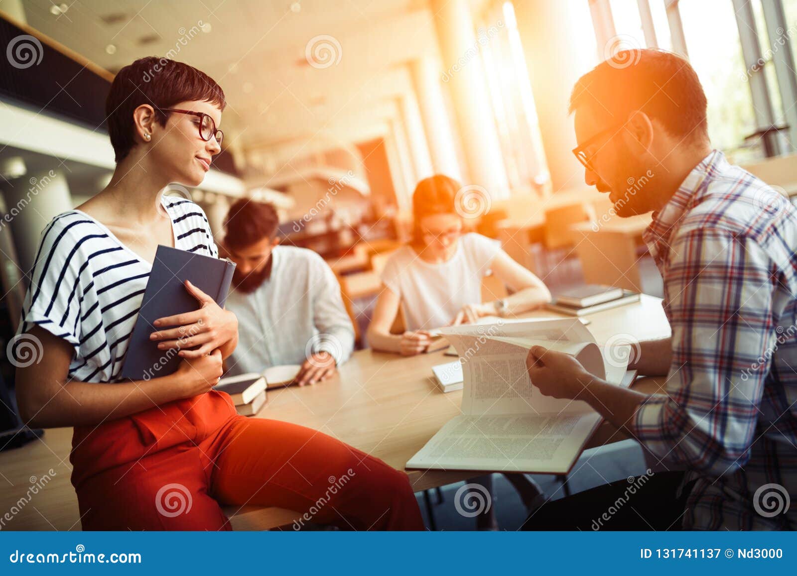 Group of College Students Working Together in the School Stock Image ...