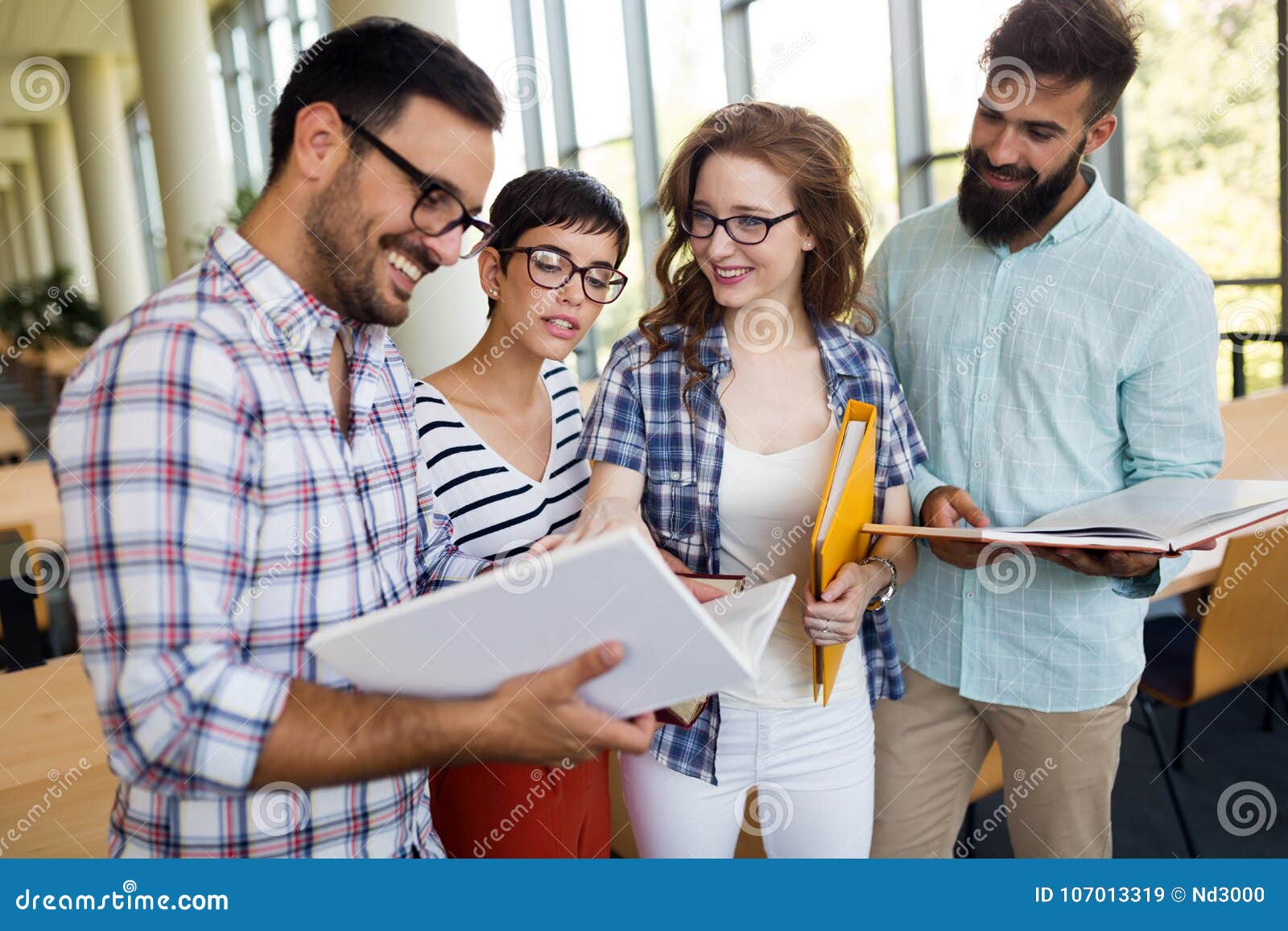 Group of College Students Working Together in the School Stock Image ...