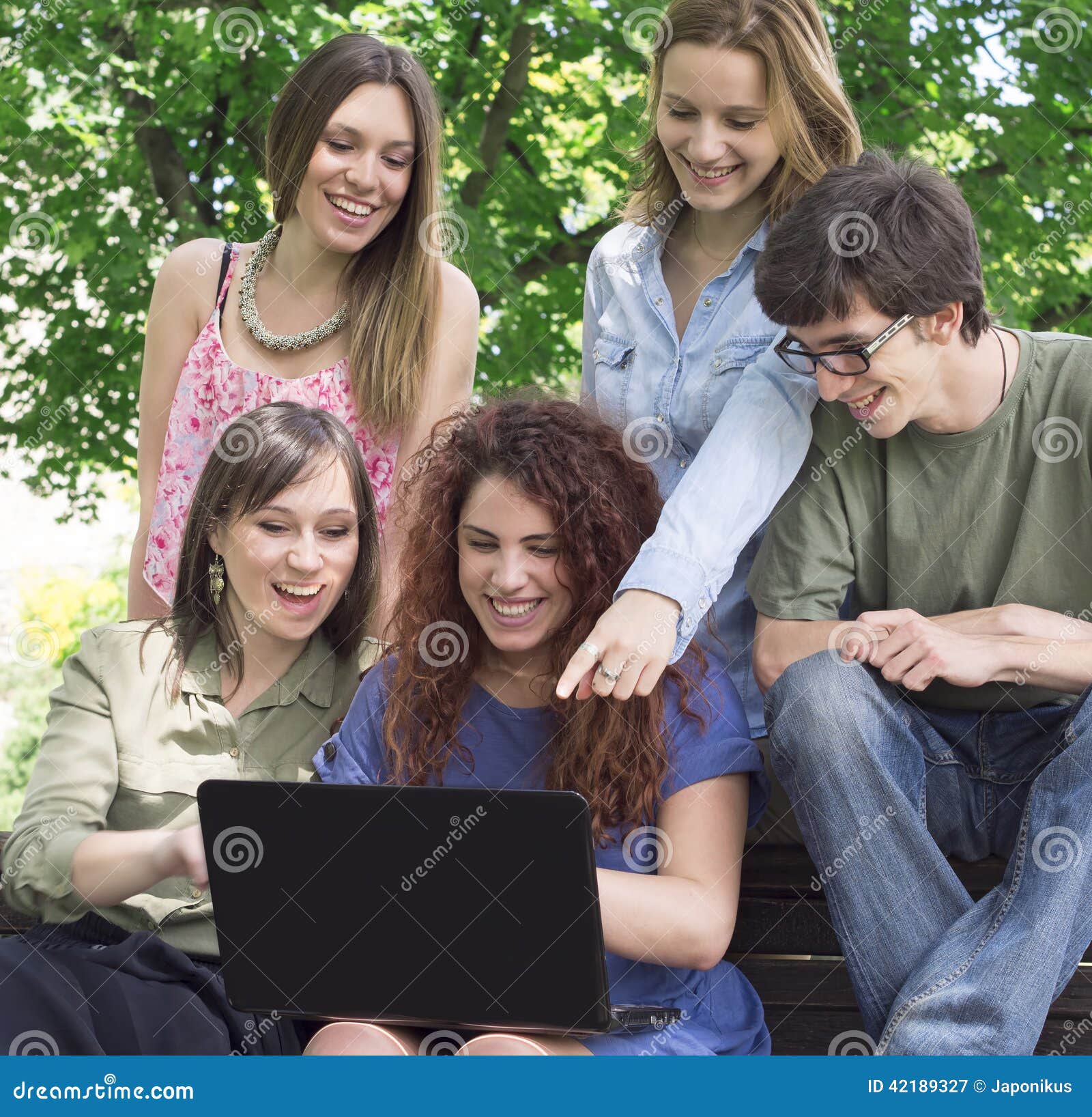Group of College/university Students with Laptop Stock Image - Image of ...