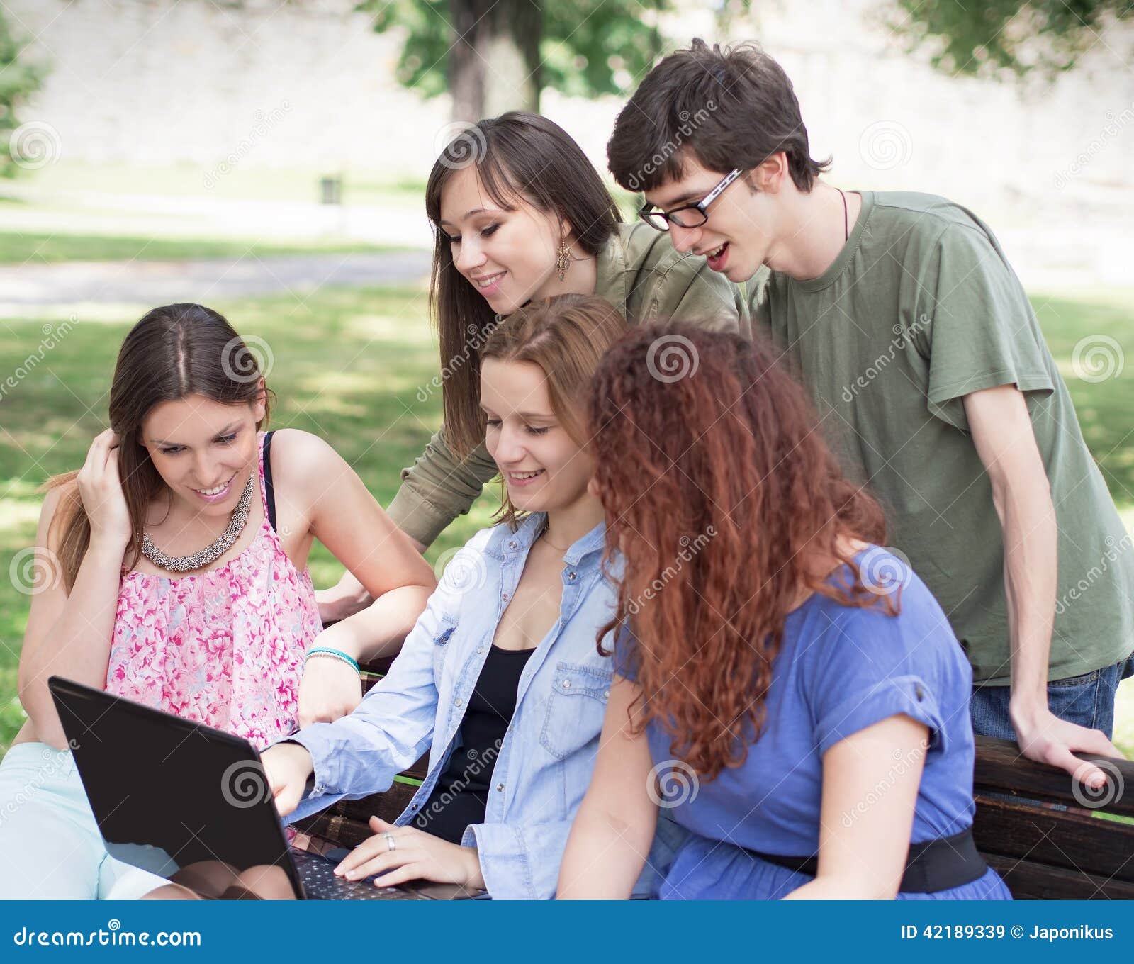 Group of College/university Students with Laptop Stock Image - Image of ...