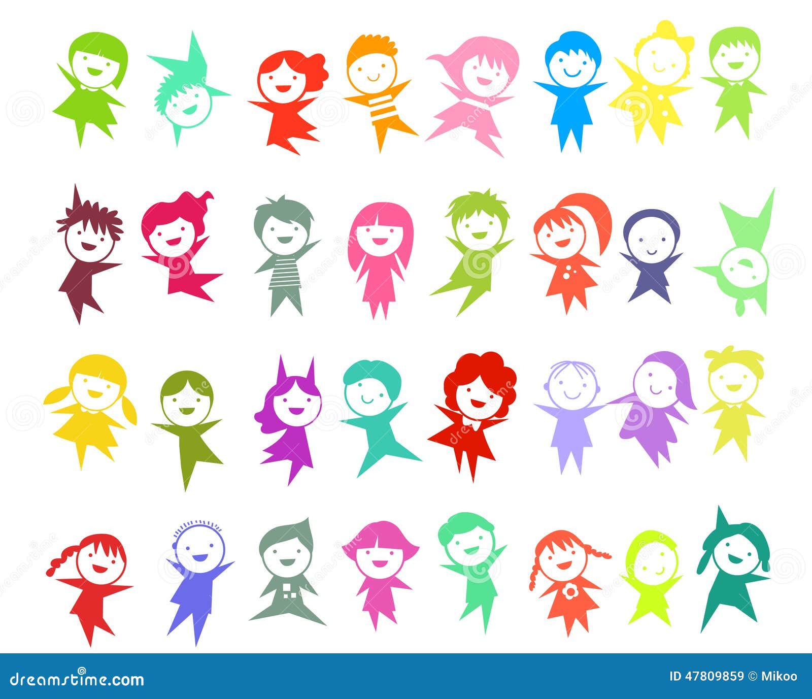 Group of color children stock vector. Illustration of pretty - 47809859