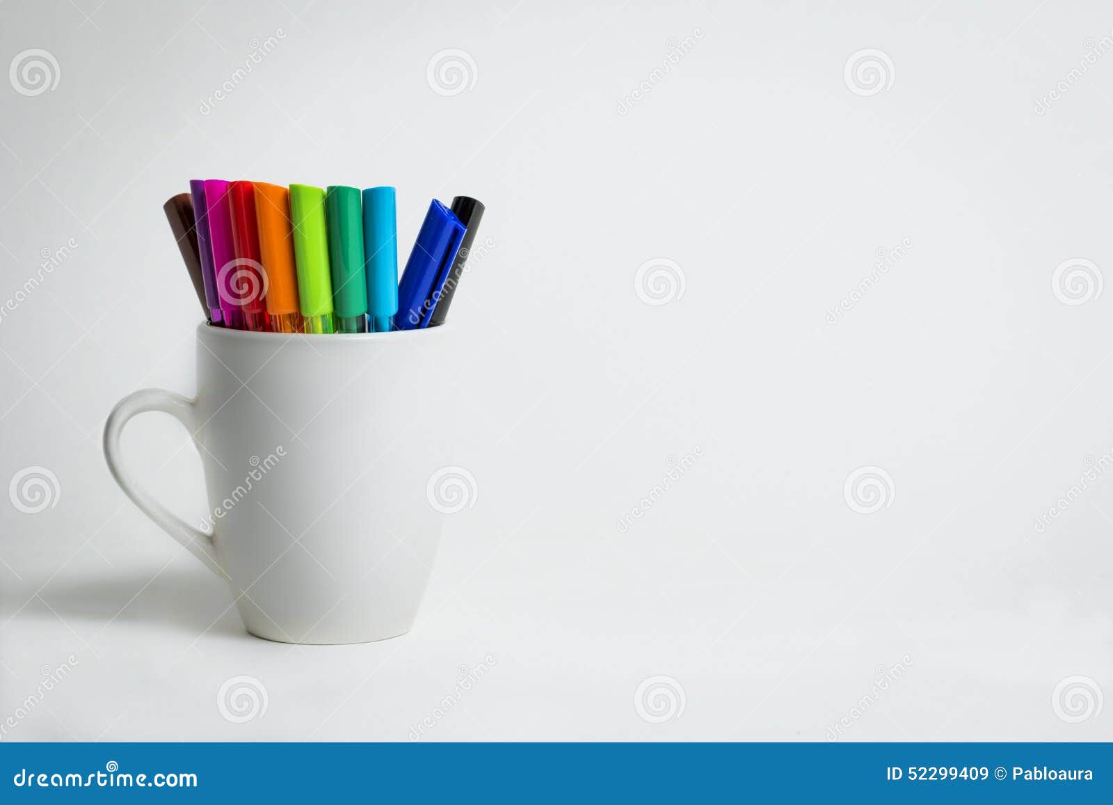 A Group of Color Markers in a White Cup Stock Image - Image of ...