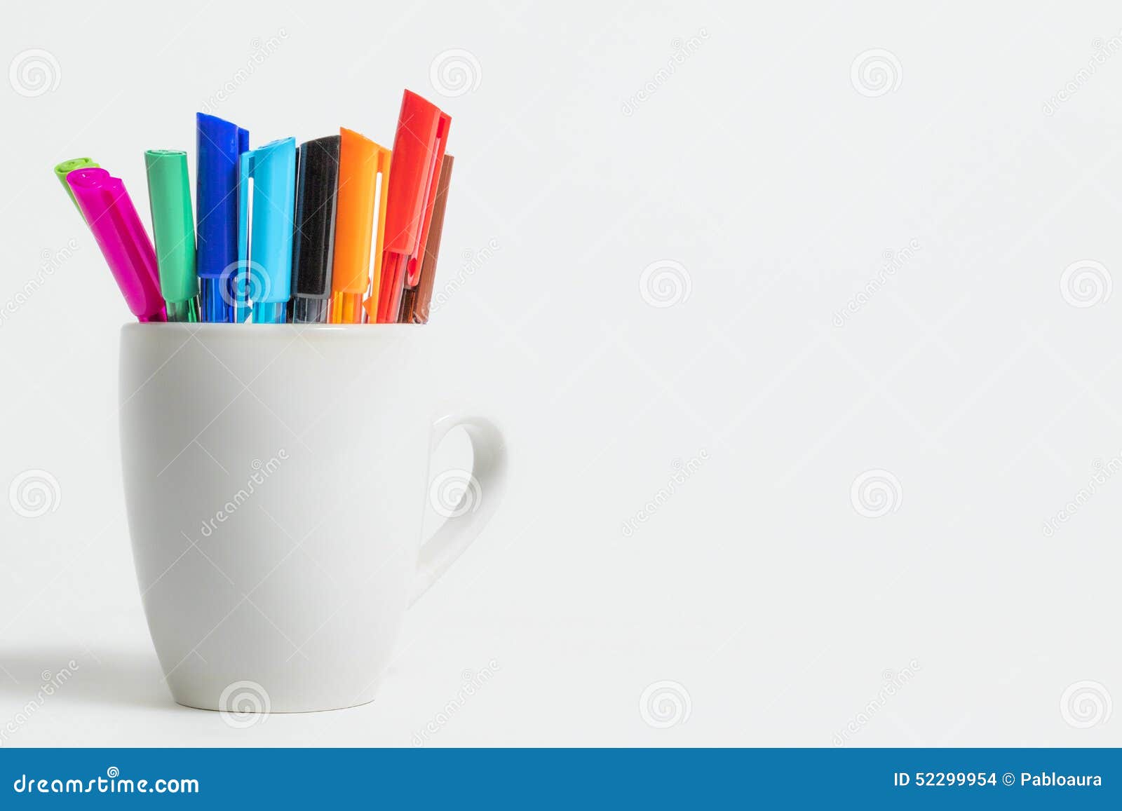 A Group of Color Markers in a White Cup Stock Photo - Image of school ...