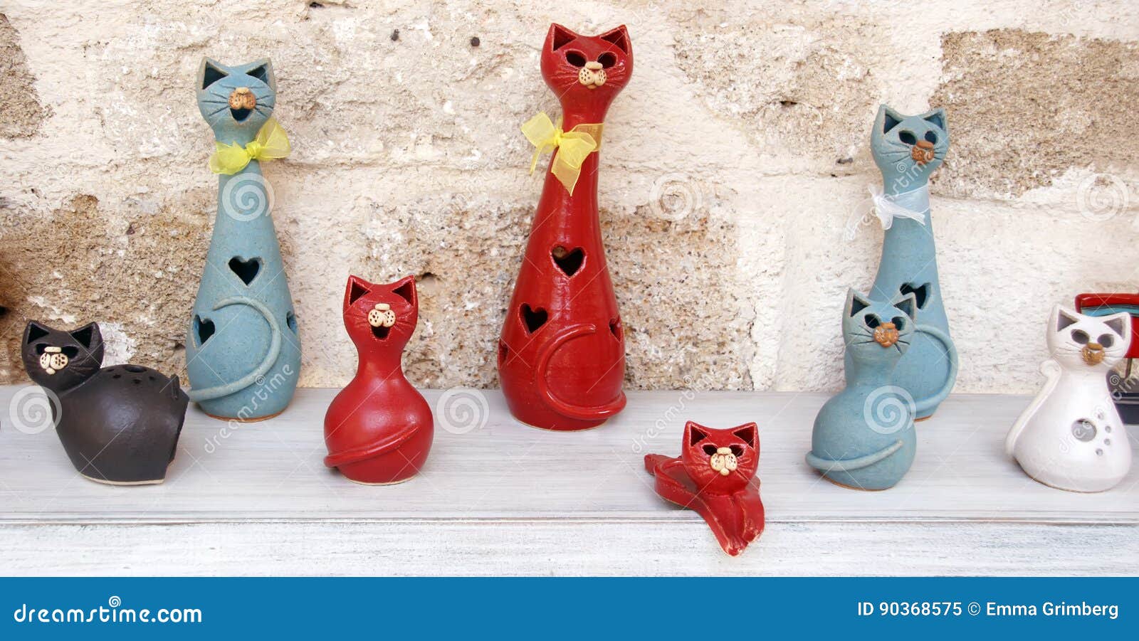 Group of Colored Ceramic Cats Stock Image - Image of colored, handmade ...