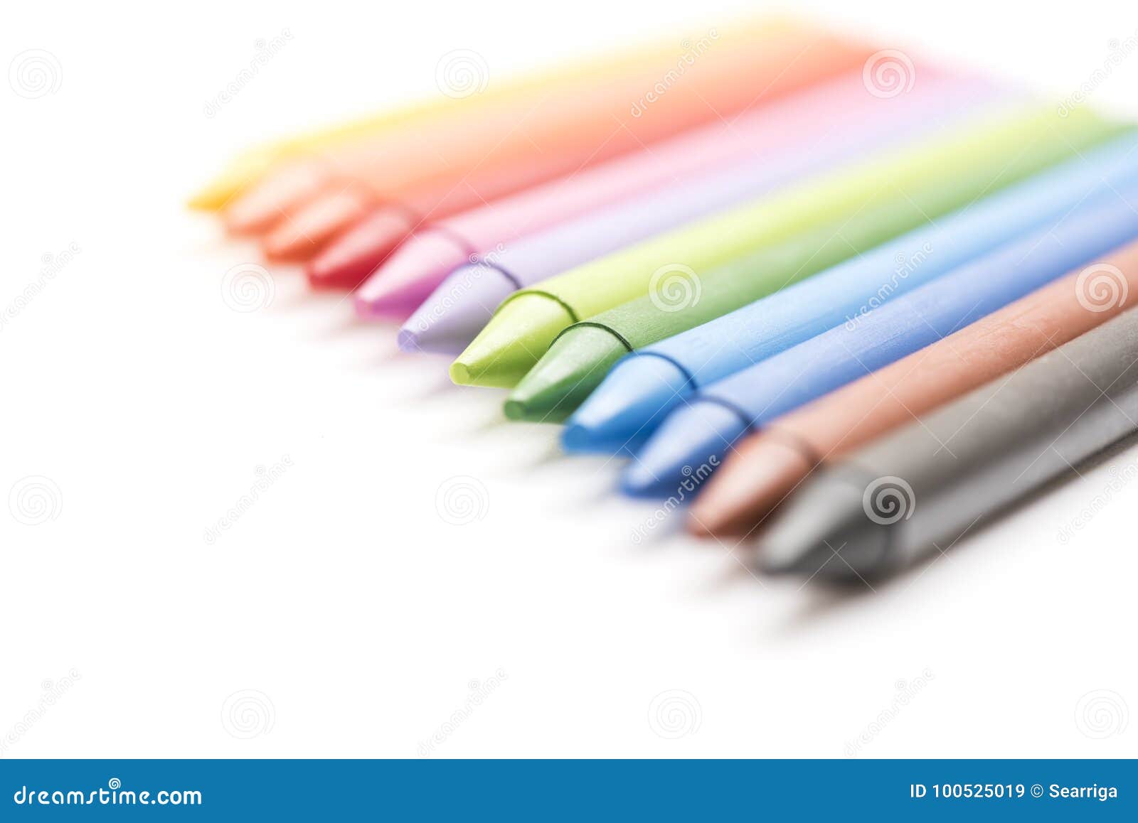 Group of Colored Crayons on White Background Stock Image - Image of ...