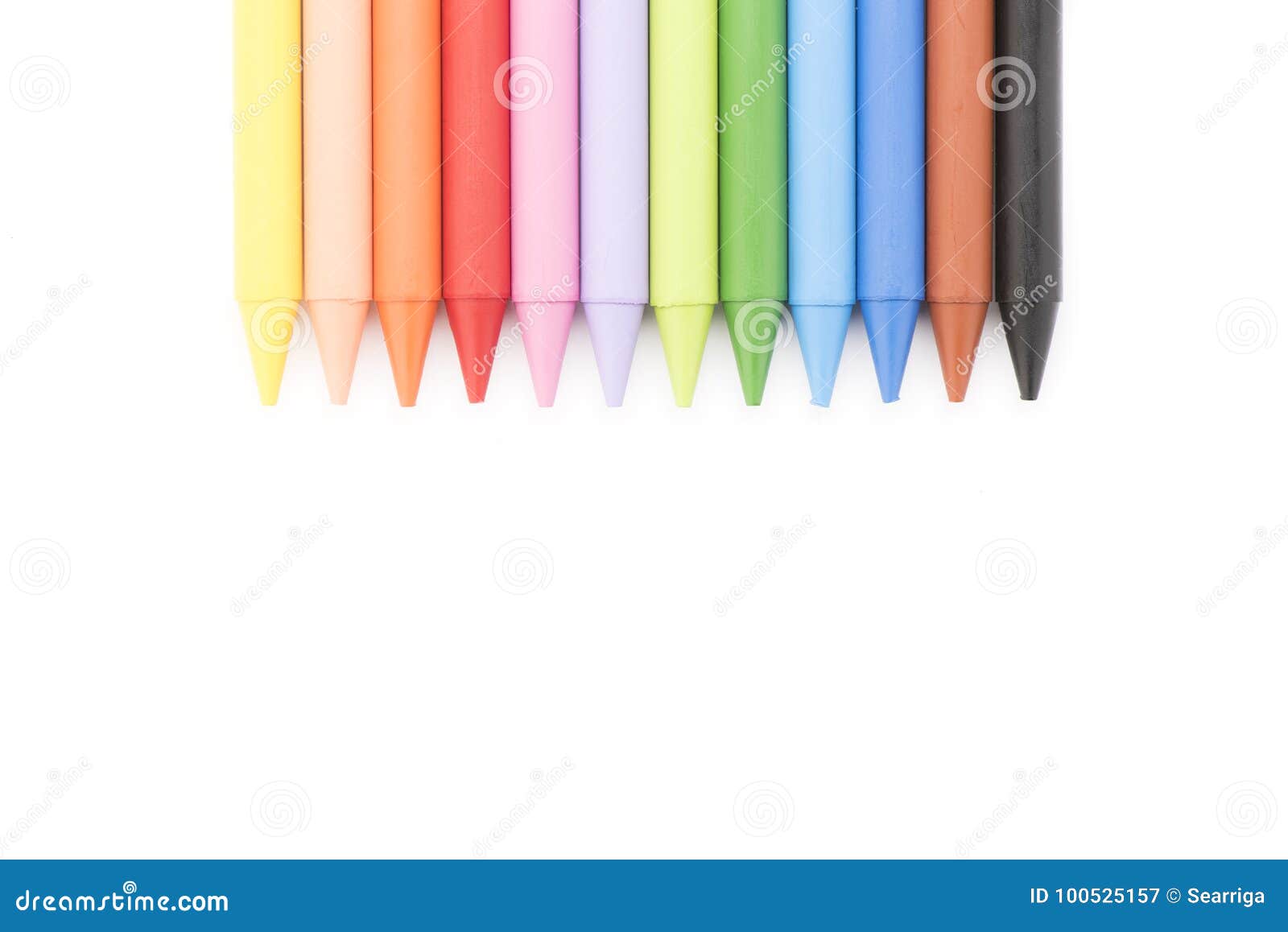Group of Colored Crayons on White Background Top View Stock Image ...