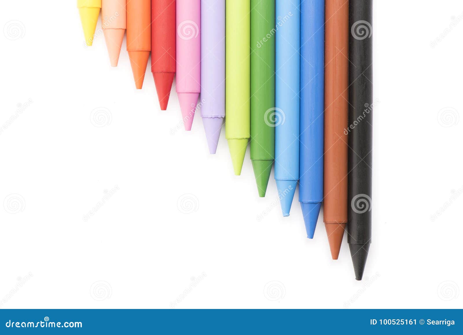 Group of Colored Crayons on White Background Top View Stock Image ...