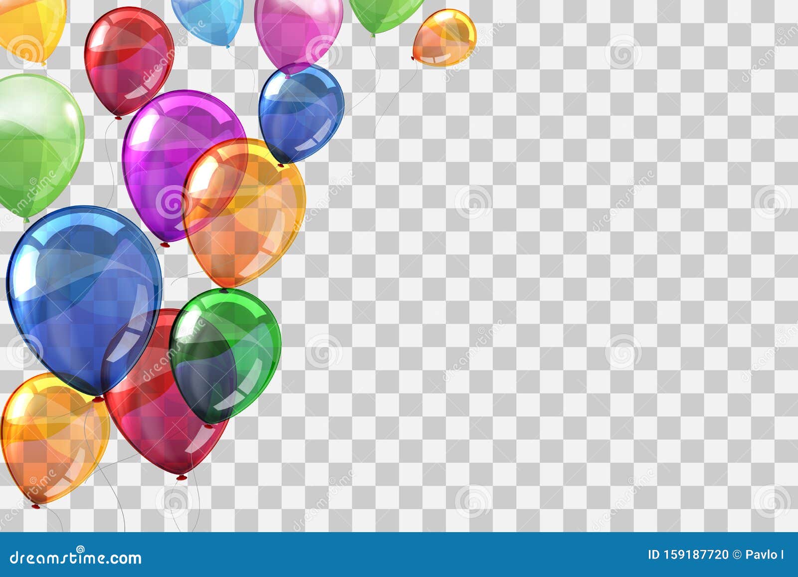 Balloons On Transparent Background. Bunch Of Balloons Isolated. Vector ...