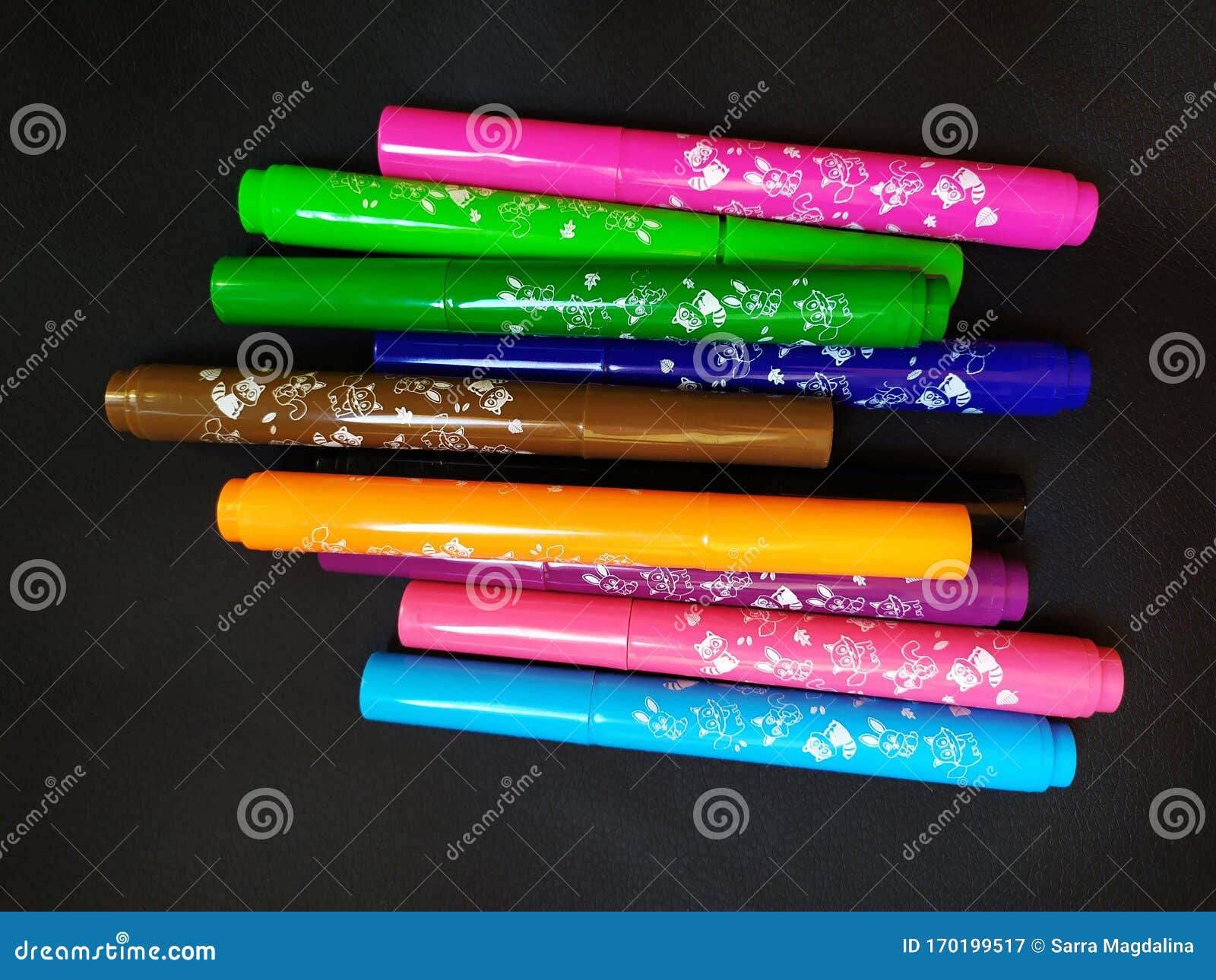 Group of Colored Markers Isolated on a Black Background. Stock Image ...