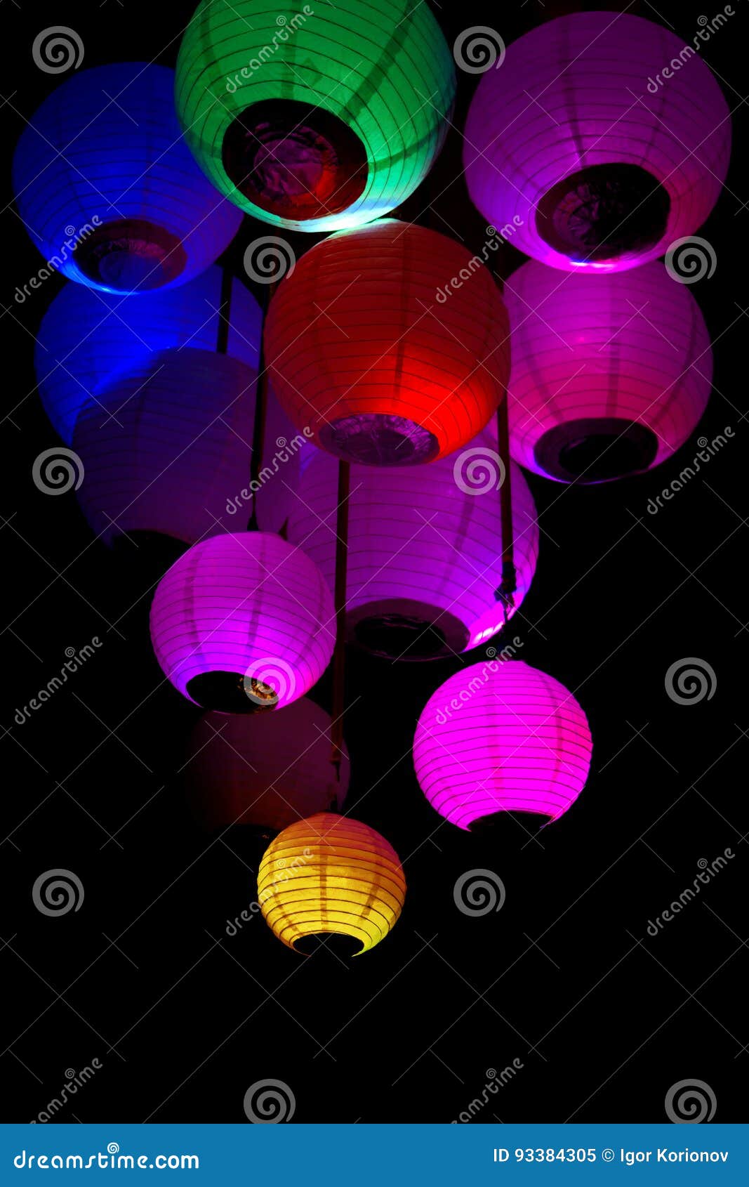 Group of Colored Paper Lanterns Stock Image - Image of japanese ...