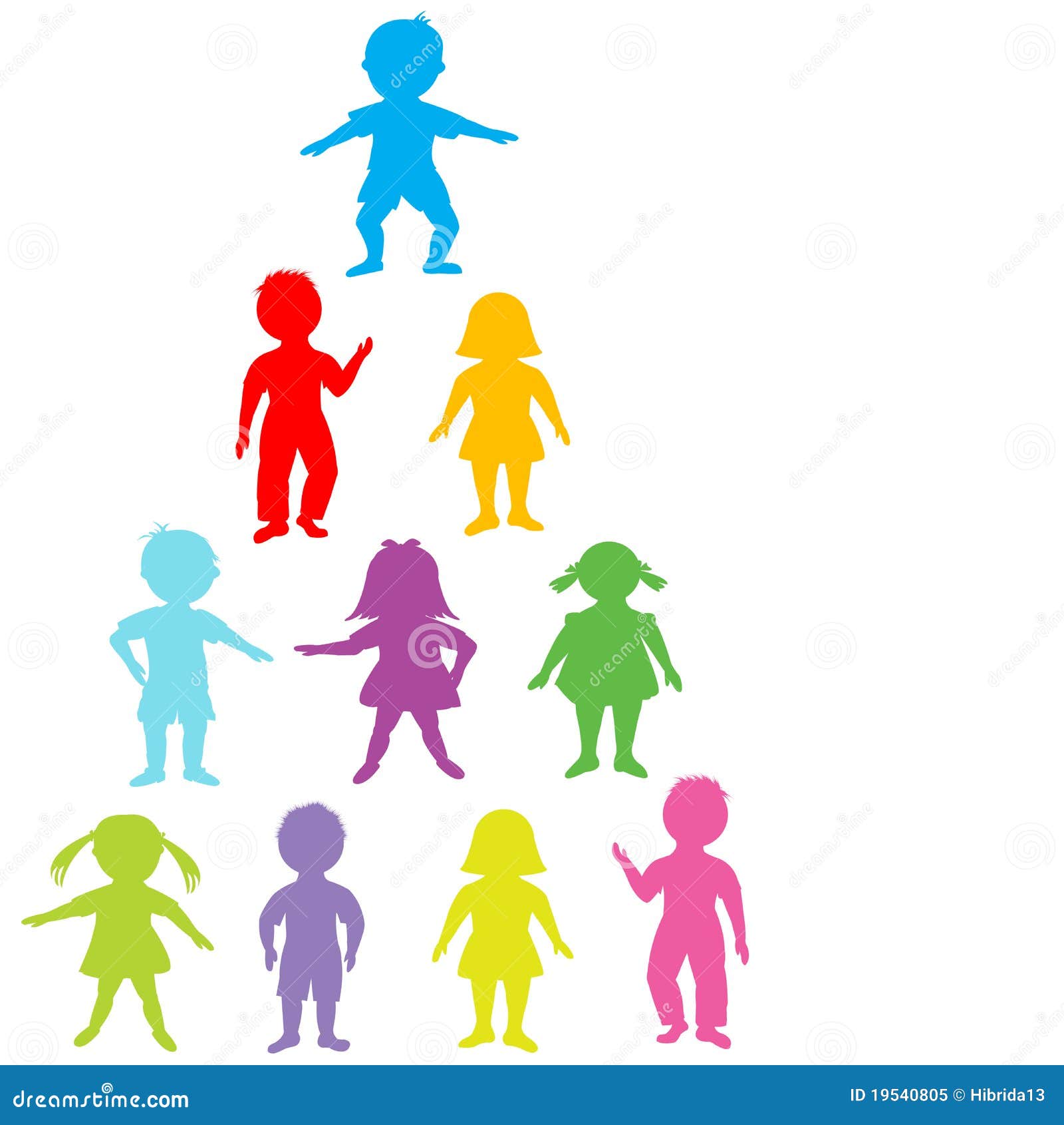 Group of Colored Stylized Kids Stock Illustration - Illustration of ...