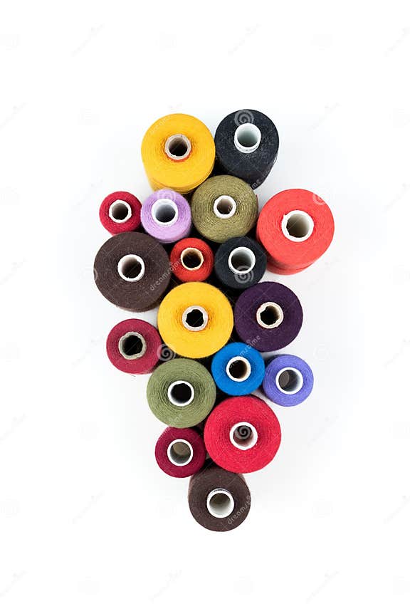 Group of Colored Thread Coils on White Background, Sewing and Tailoring ...