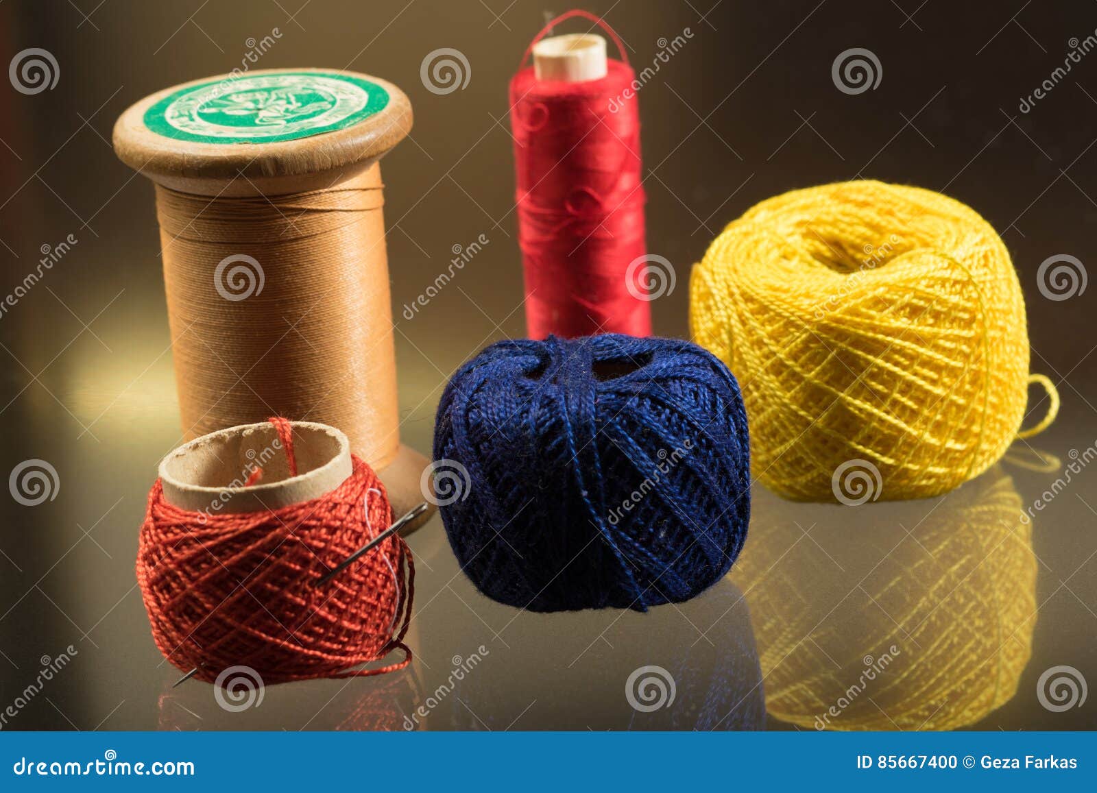 Group of Colored Thread and Needle Stock Photo - Image of close ...