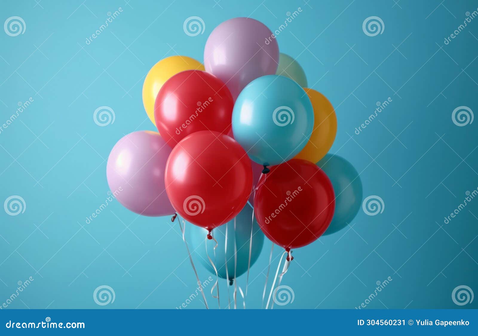 Group of Colorful Balloons on a Blue Background Party Stock Image ...
